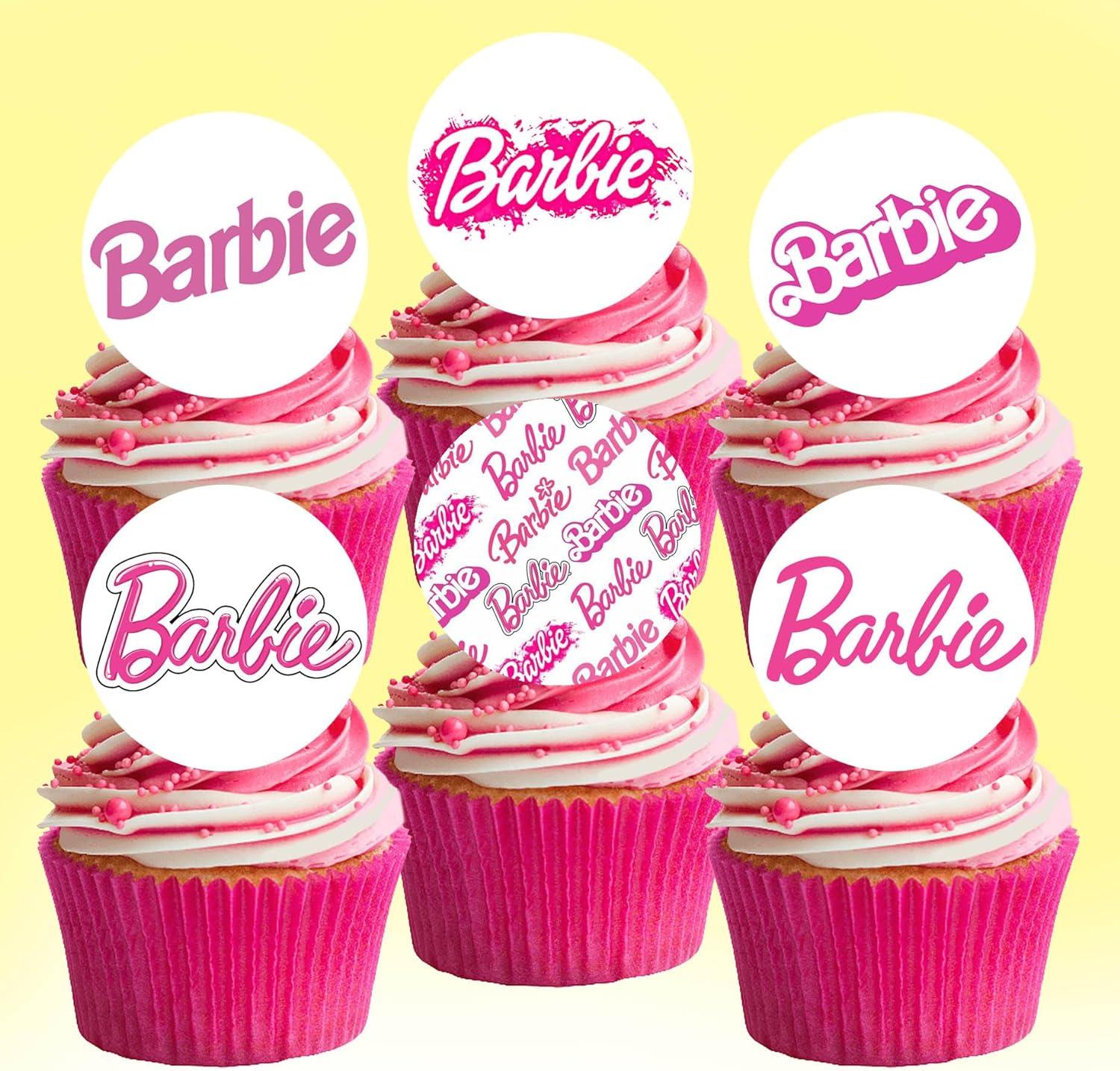 24 x Pre-Cut Barbie 8 Edible Stand up Wafer/Rice Paper Cupcake Cake ...