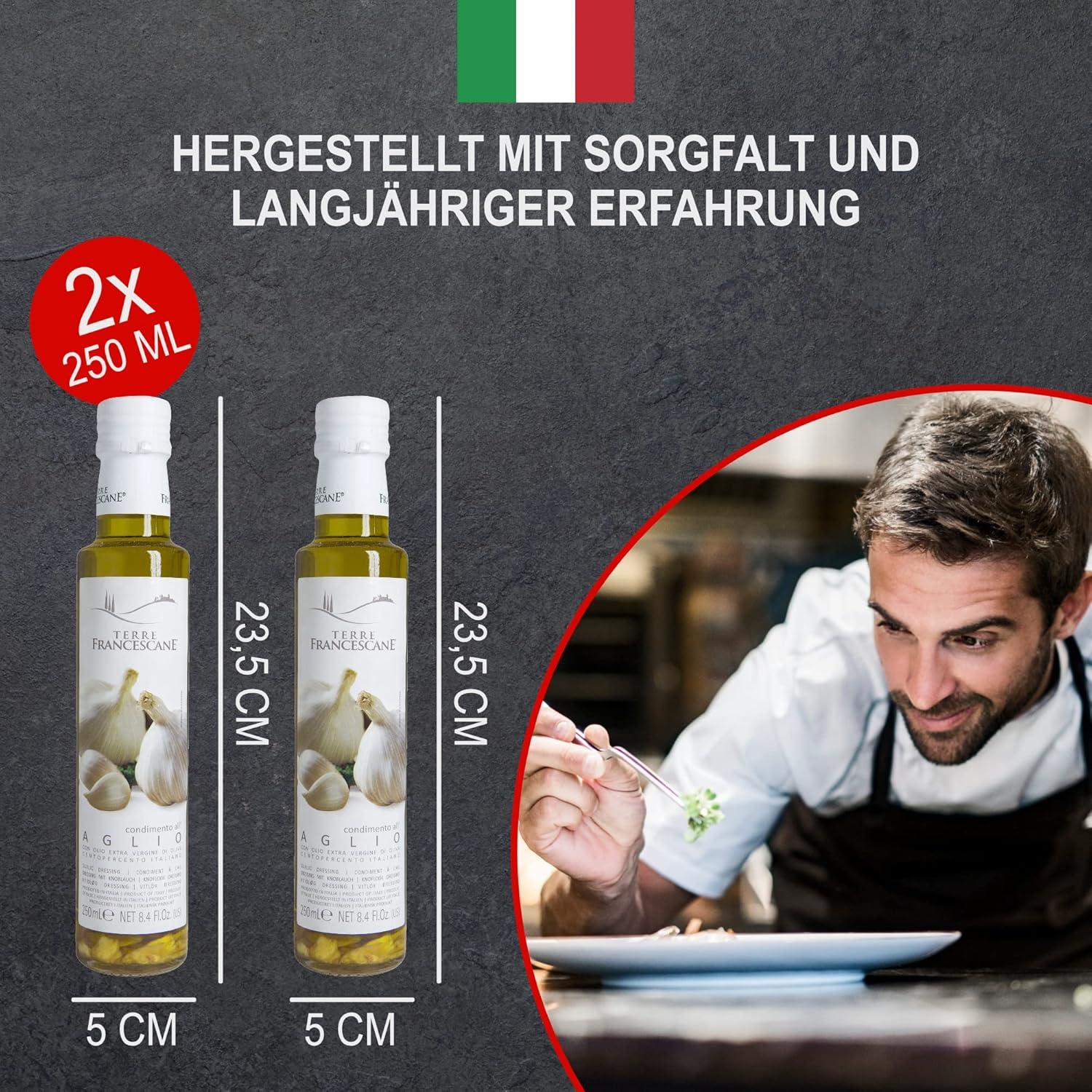 Pack of 2 Terre Francescane Garlic Oil - Premium Extra Virgin Olive Oil ...