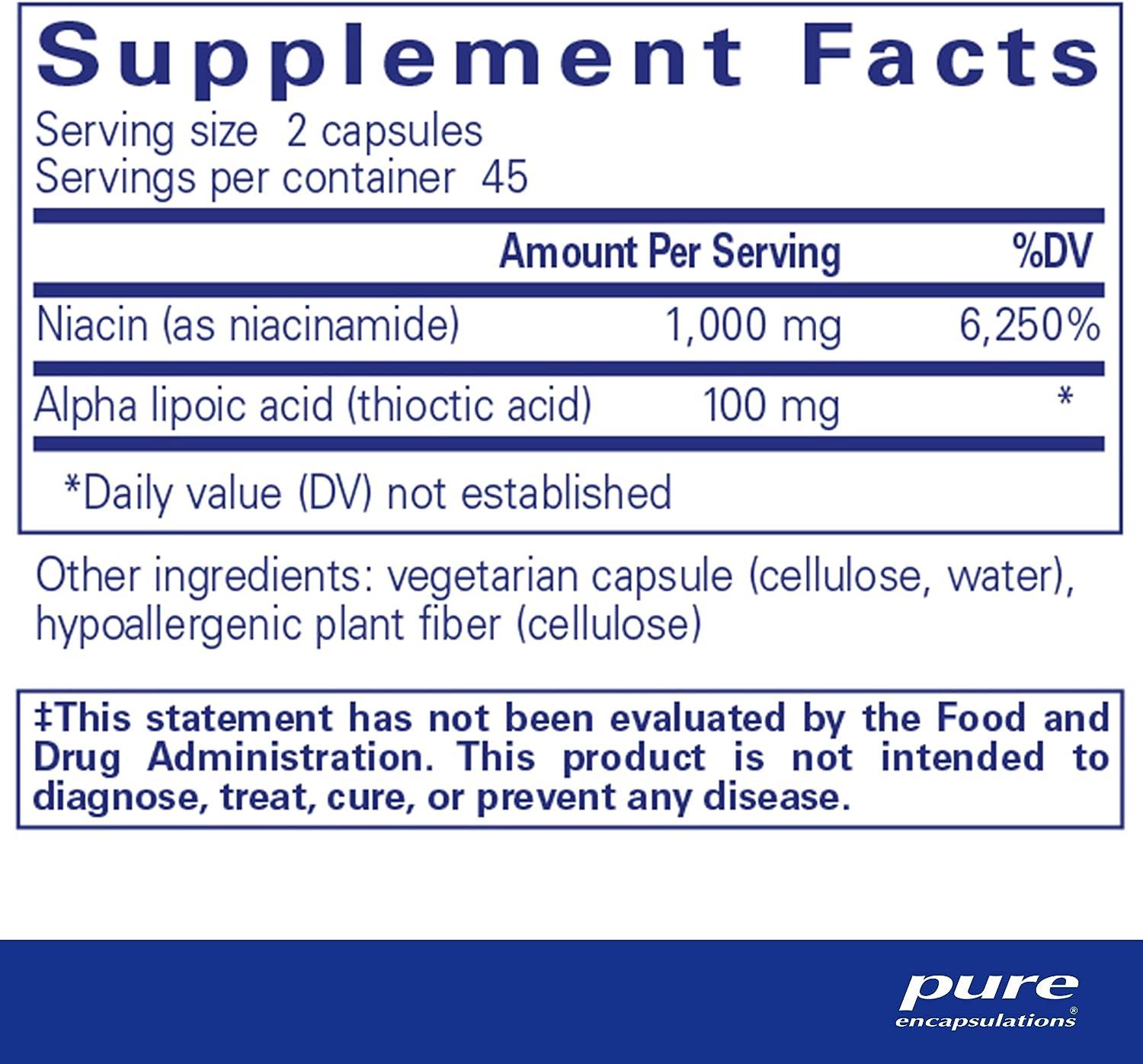 Pure Encapsulations Niacinamide | Vitamin B3 Supplement for Energy ...