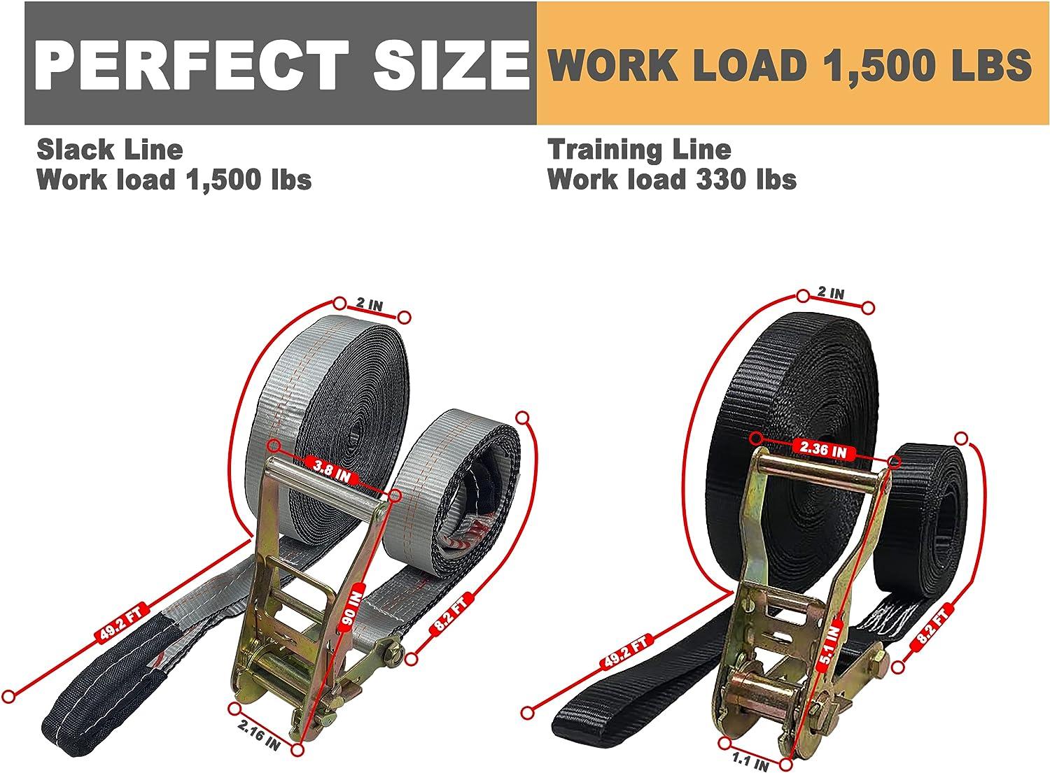 57 ft LongLC Slackline Kit with Training Line | Arm Trainer, Tree ...