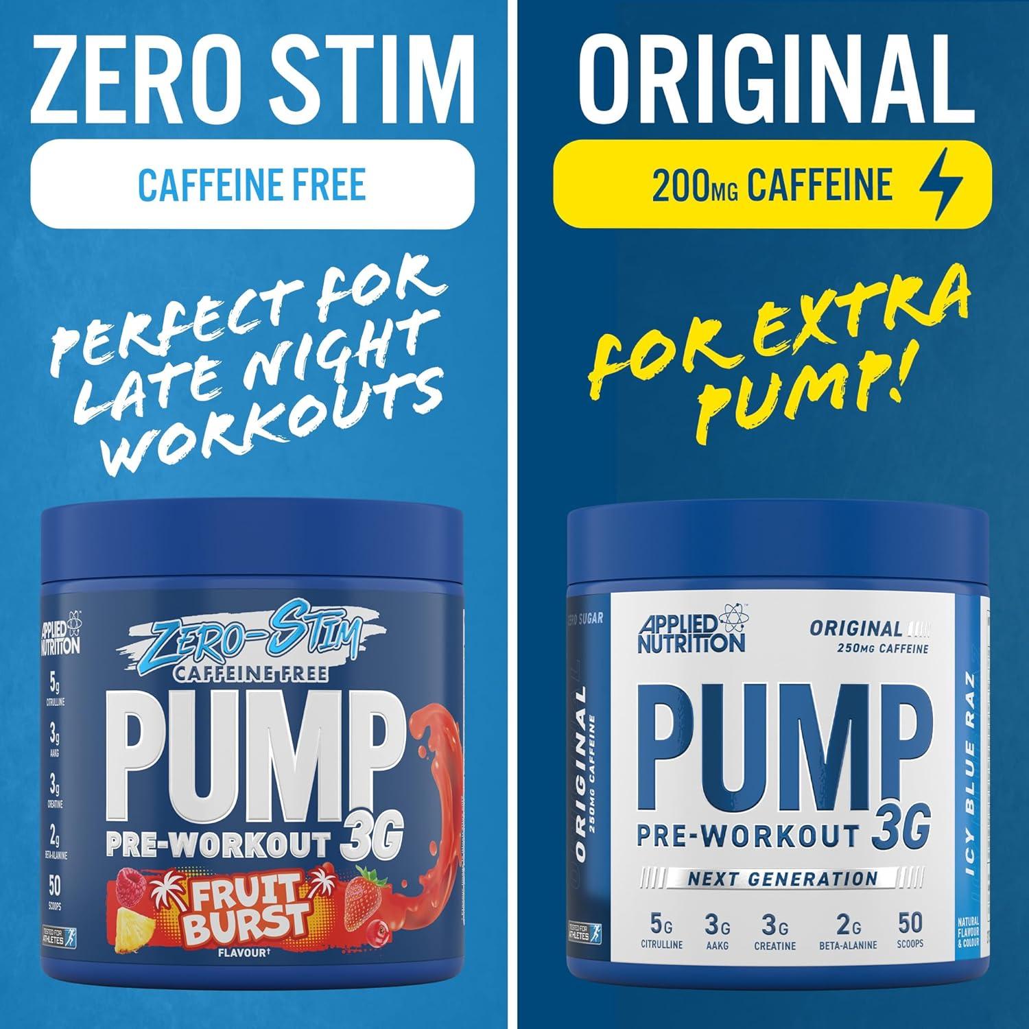 Applied Nutrition Pump Zero Pre Workout - Zero Stim Caffeine Free ...