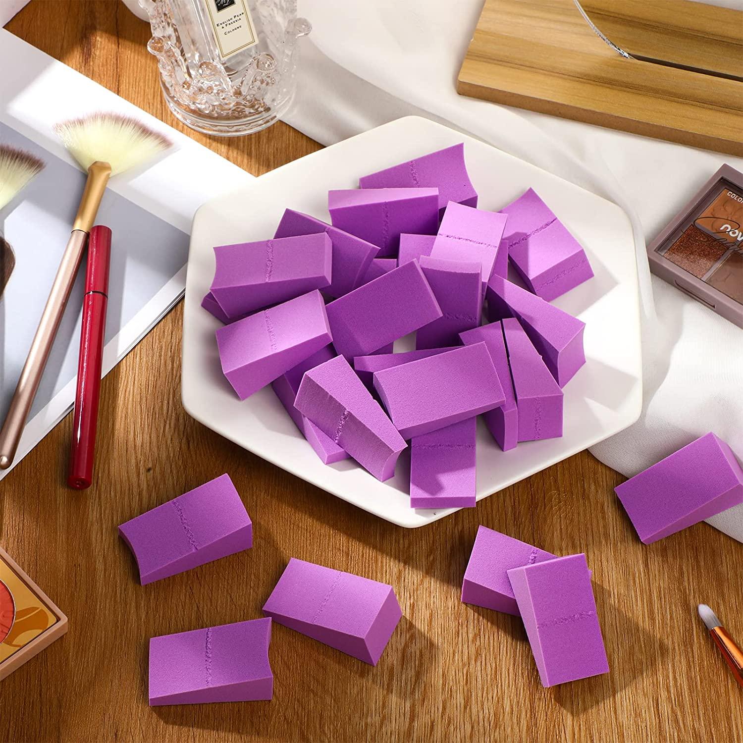 100 Piece Latex Makeup Foam Wedges Cosmetic Sponges - Purple & Black ...