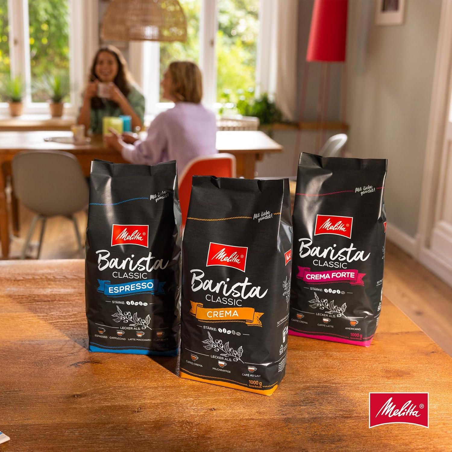 Melitta Barista Classic Crema Coffee Beans 1kg - Medium Roast Strength ...