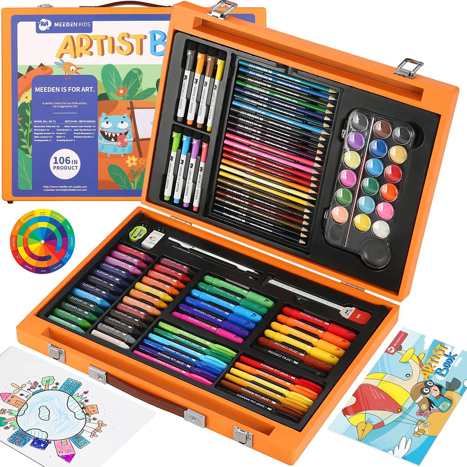 MEEDEN Kids Drawing Set - Wood Case Artist Painting Set for Boys ...