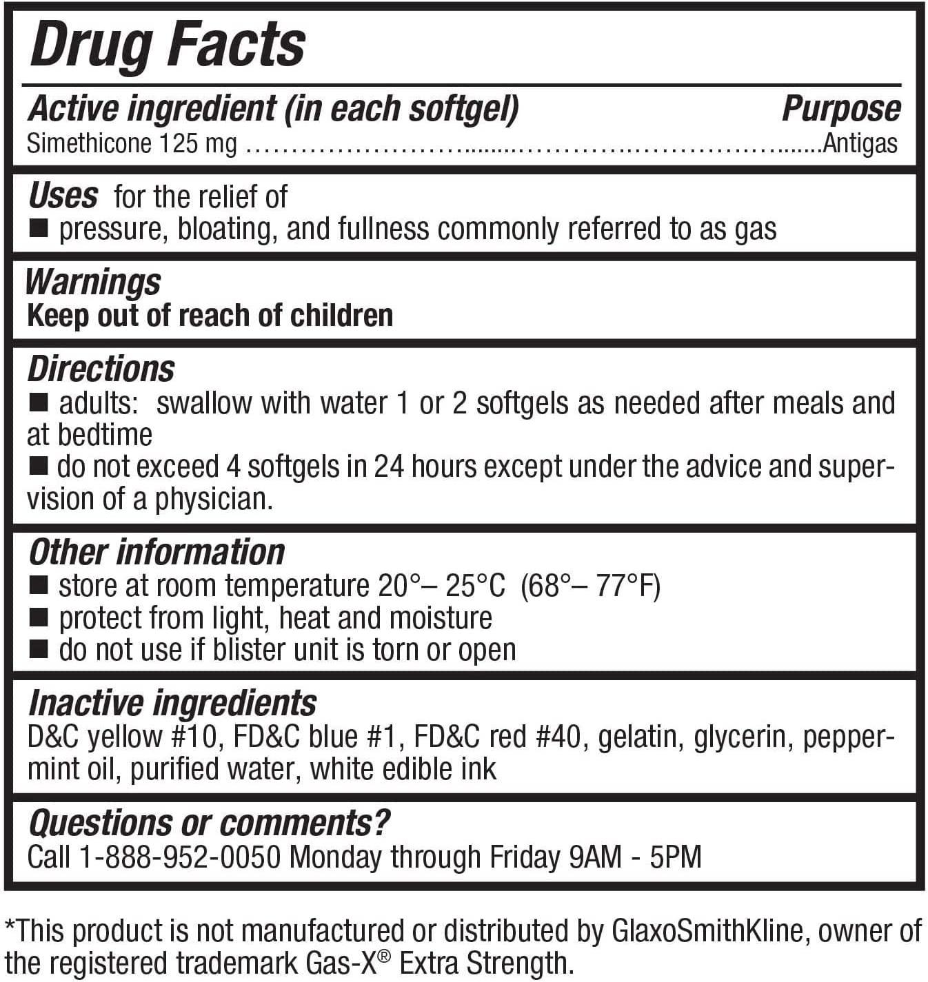 HealthA2Z Gas Relief Softgels - 150 Count, 125mg Simethicone, Extra ...
