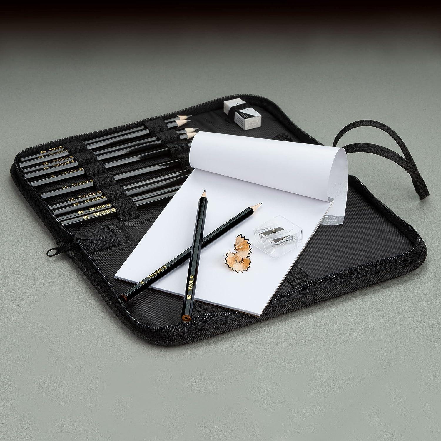 16 Piece Drawing and Sketching Pencil Set with Zippered Carrying Case ...