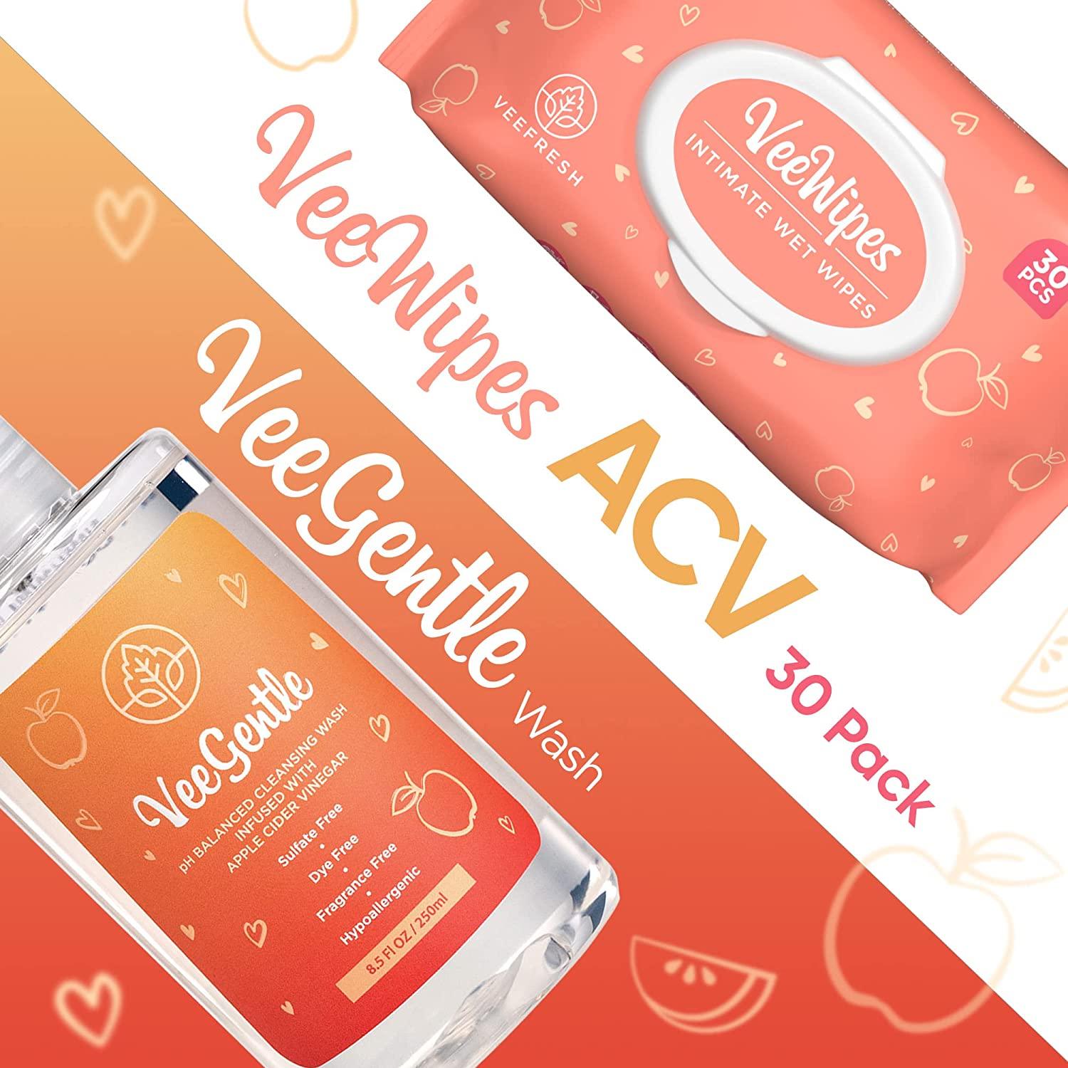VeeFresh VeeDaily & VeeWipes ACV Bundle - Apple Cider Vinegar Infused ...