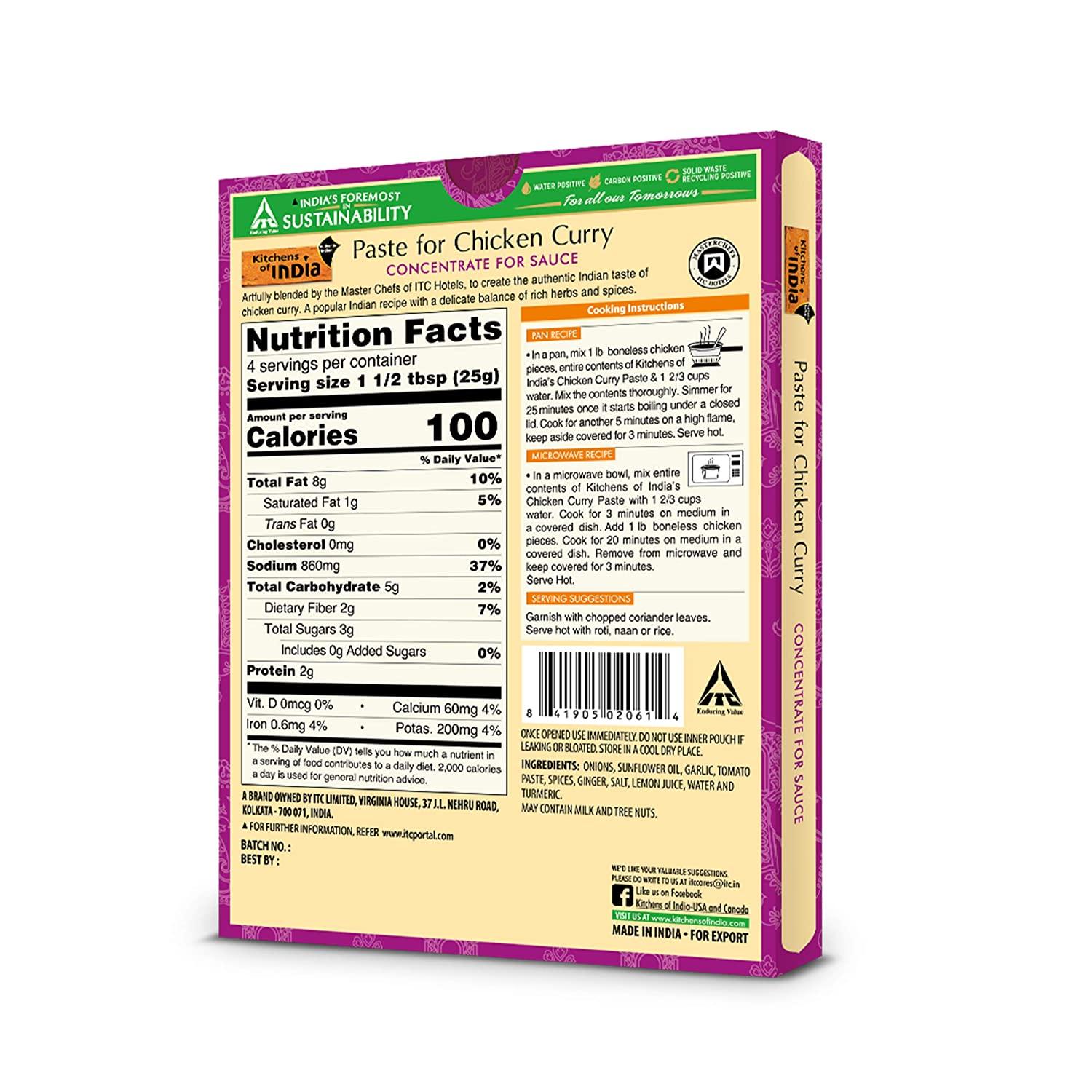 Kitchens Of India Chicken Curry Paste 3.5 oz Boxes - Pack of 6 | Buy ...