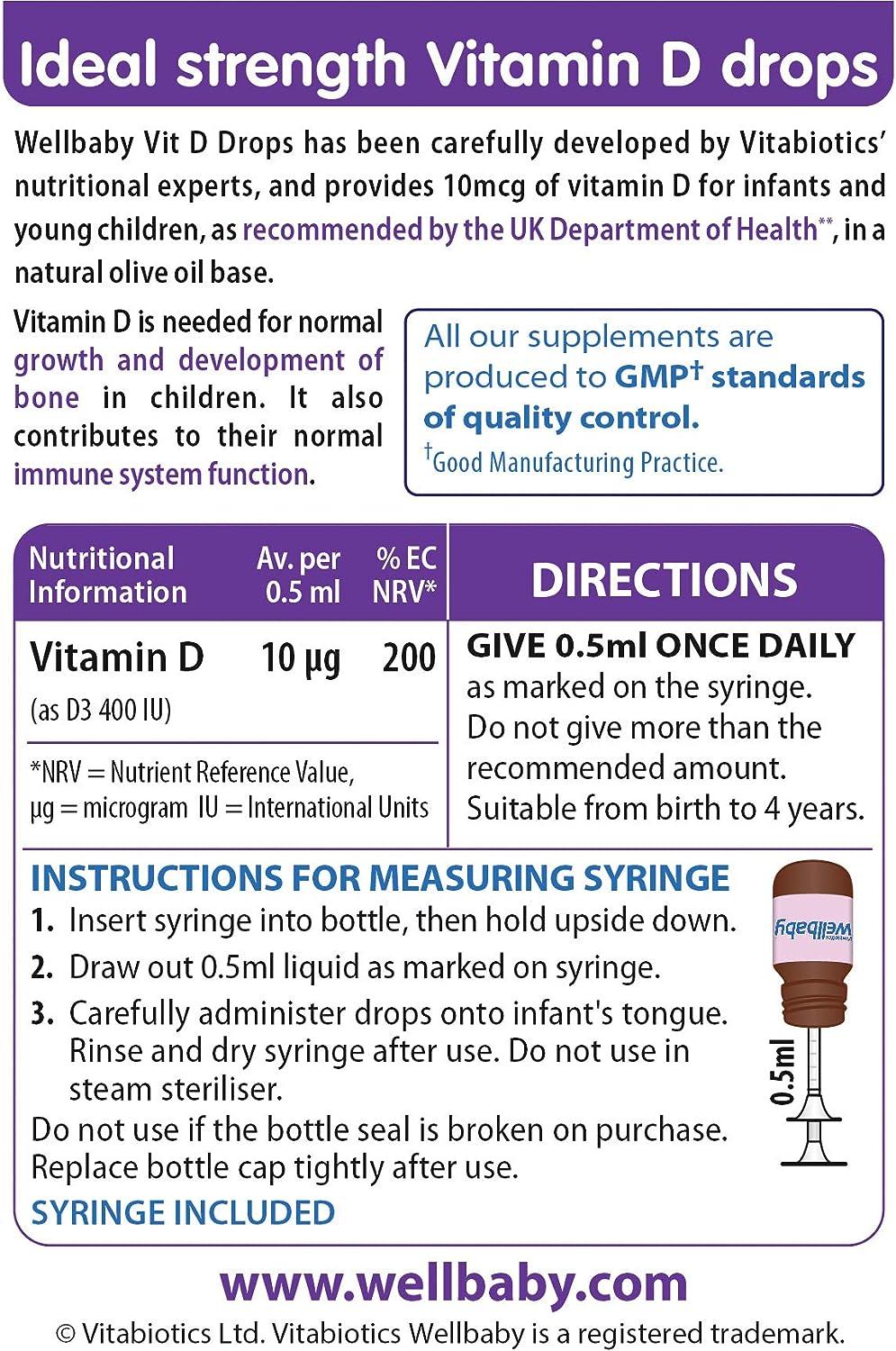 Vitabiotics Wellbaby Vit D Drops 30ml - Essential Vitamin D Supplement ...