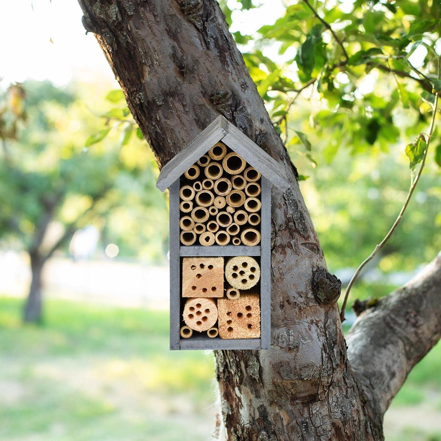 ASAB Insect Hotel Bug House Chalet Backyard Garden Outdoor Natural Wood ...