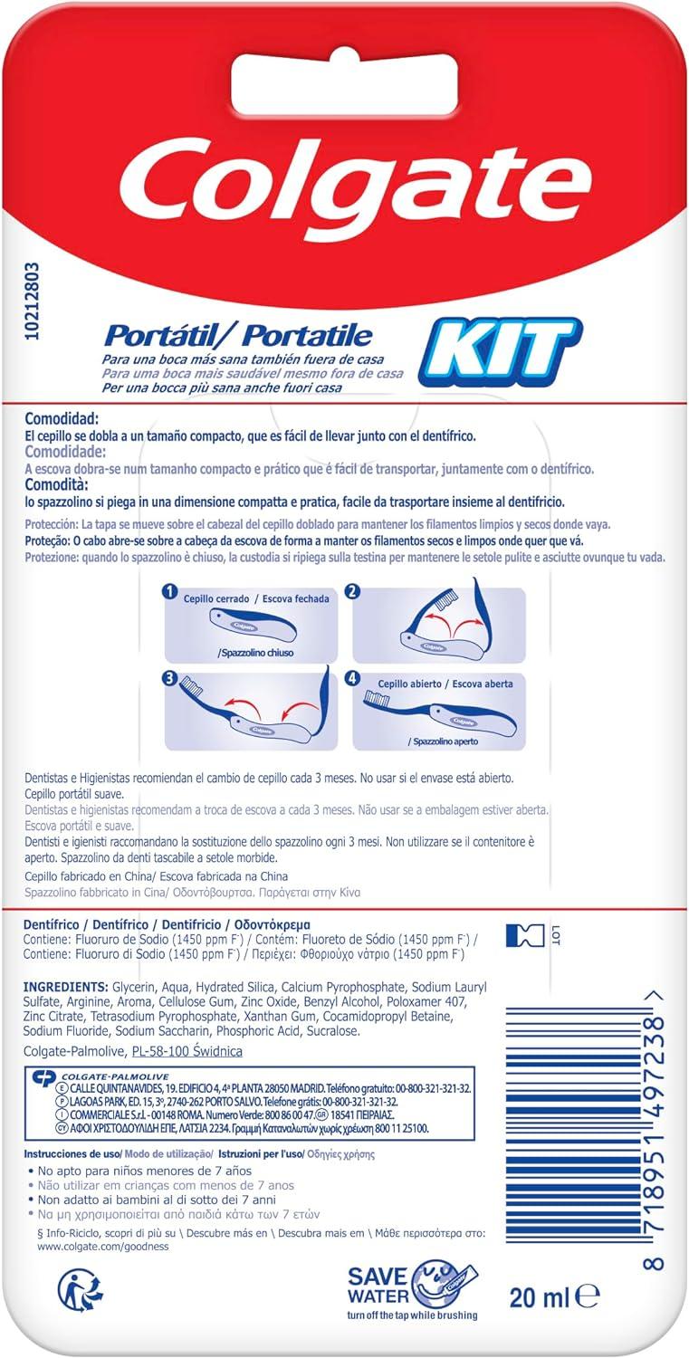 Colgate Total Travel Set - Soft Toothbrush & Fluoride Toothpaste (20ml ...