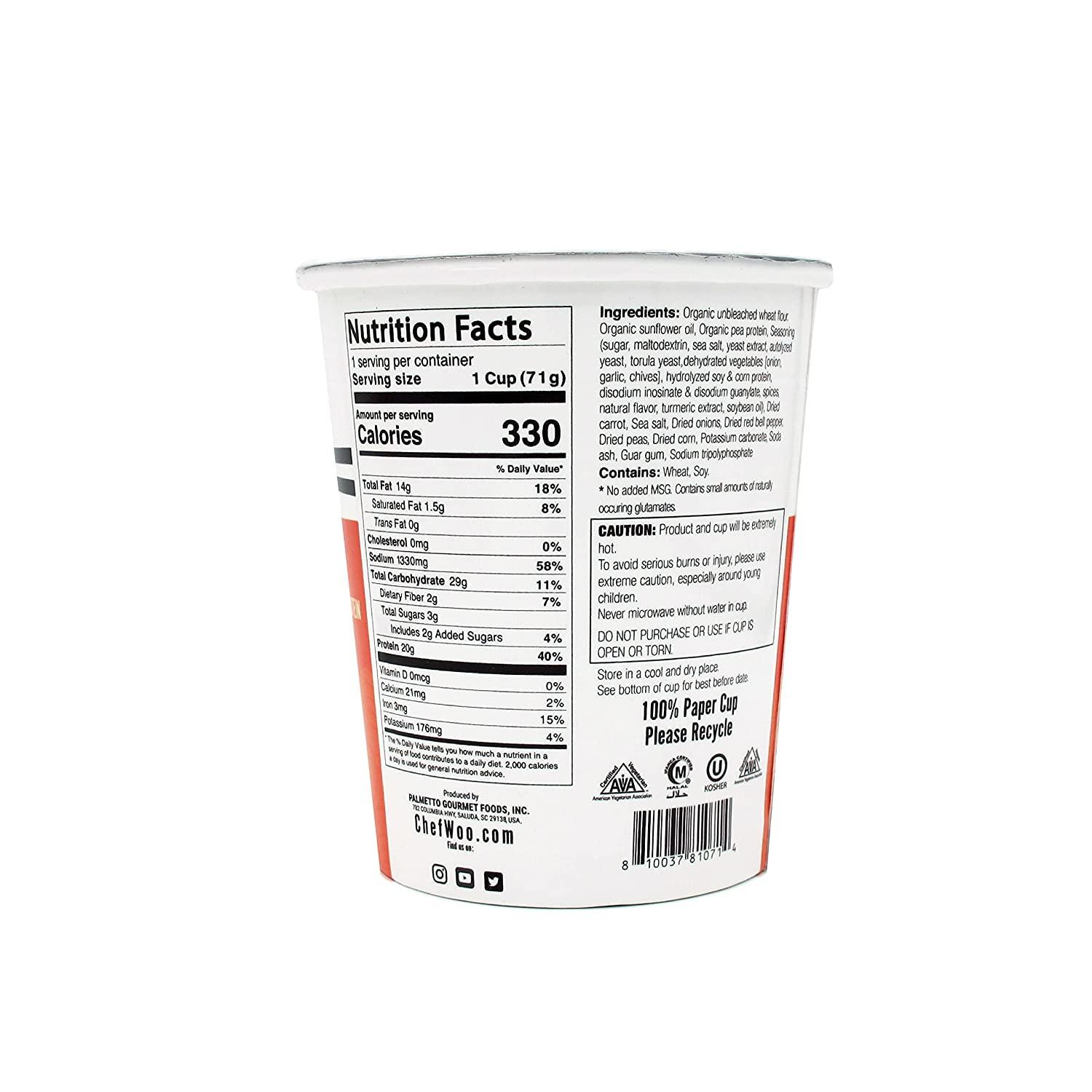 Chef Woo Roasted Chicken Flavor Ramen Cup Noodles 2.5 Oz (Pack of 12 ...