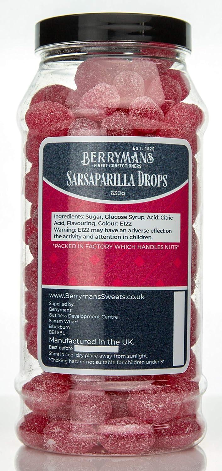 Berrymans Sweet Shop Sarsaparilla Drops Retro Boiled Sweets Gift Jar ...