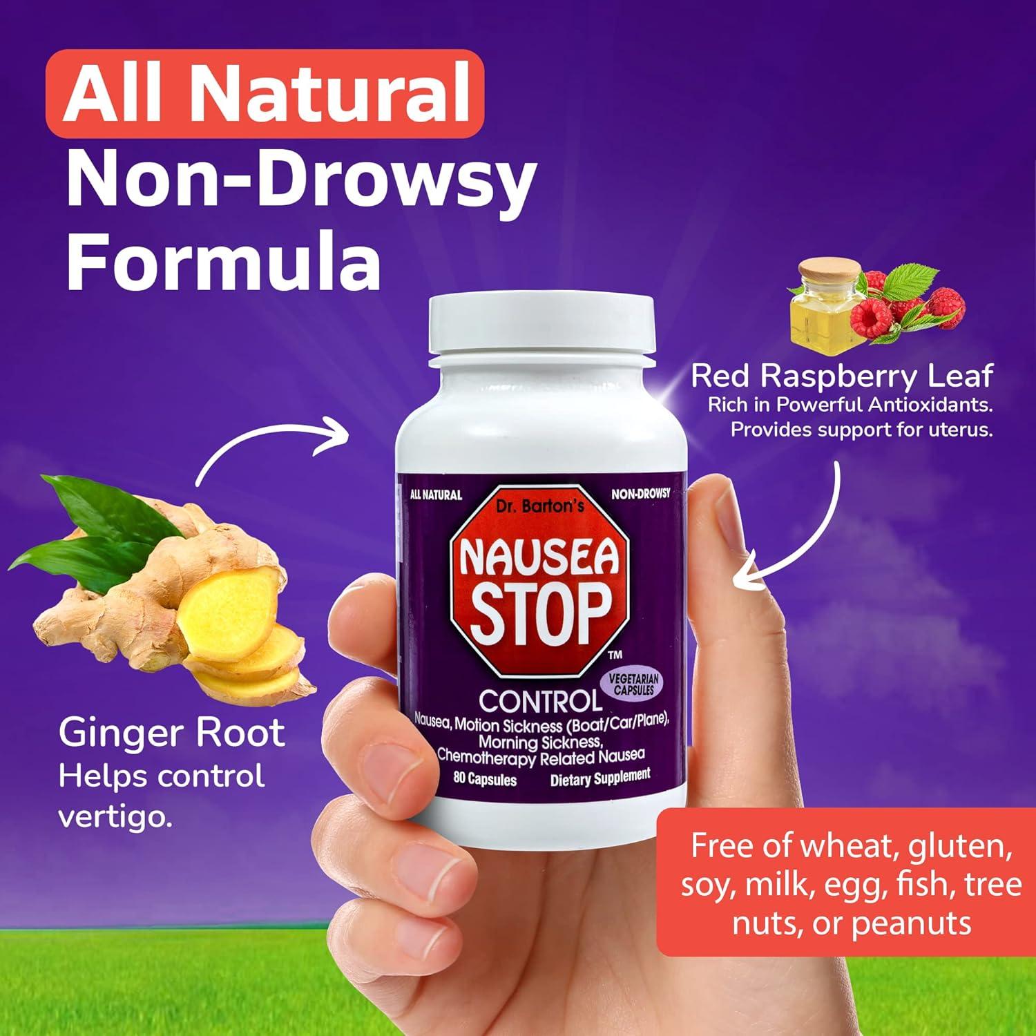 Dr. Barton's NauseaStop - Natural Nausea Supplement for Dizziness ...