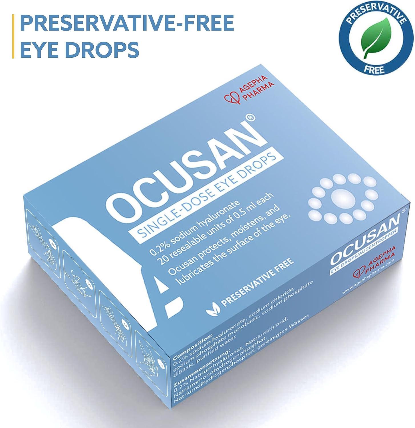 Ocusan EDO Eye Drops - Preservative-Free Hyaluronic Acid for Dry Red ...