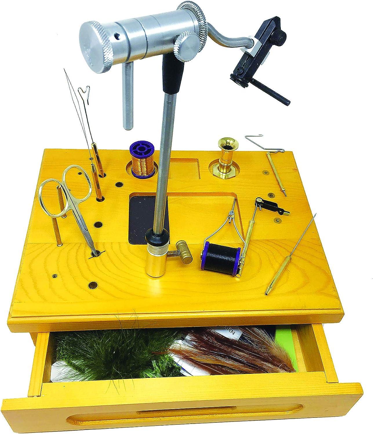 Creative Angler Wooden Fly Tying Station with Rotary Vise and Tools ...