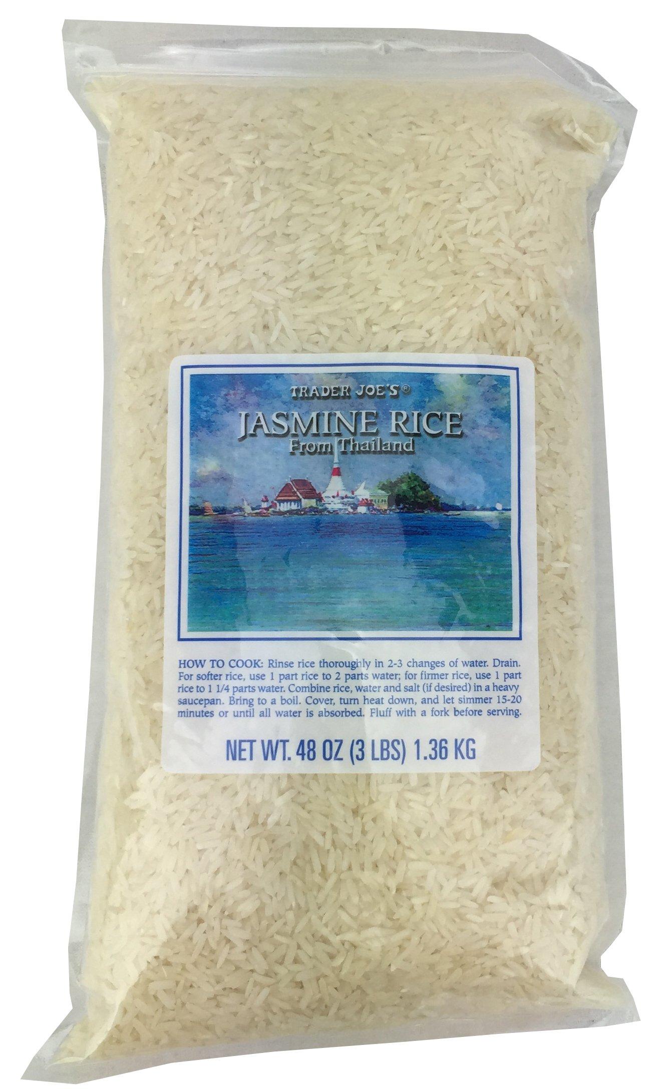 Trader Joe's Jasmine Rice 48oz (3lbs) - Authentic Thai Rice for ...