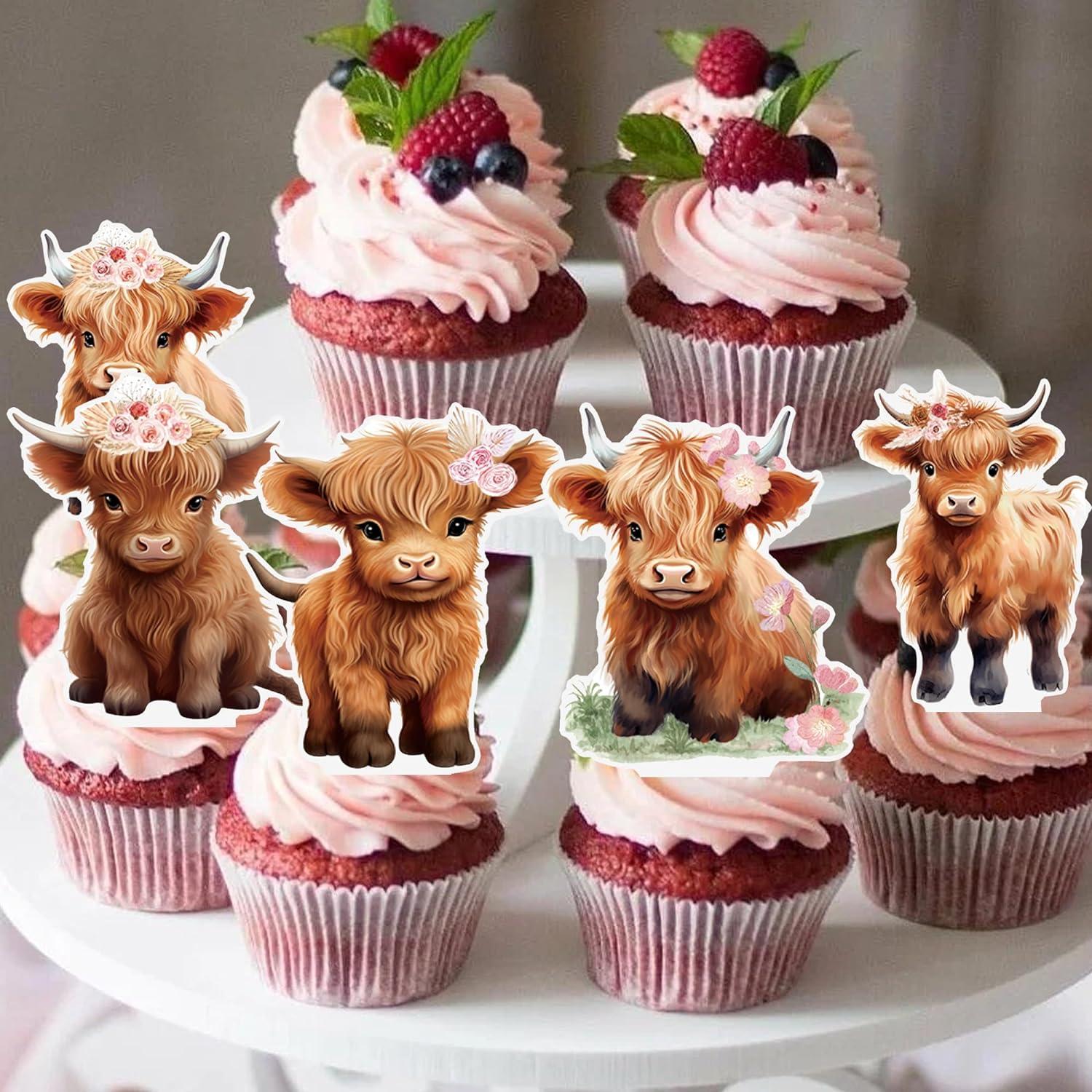 Highland Cow Cupcake Toppers Highland Cow Birthday Party Decorations ...