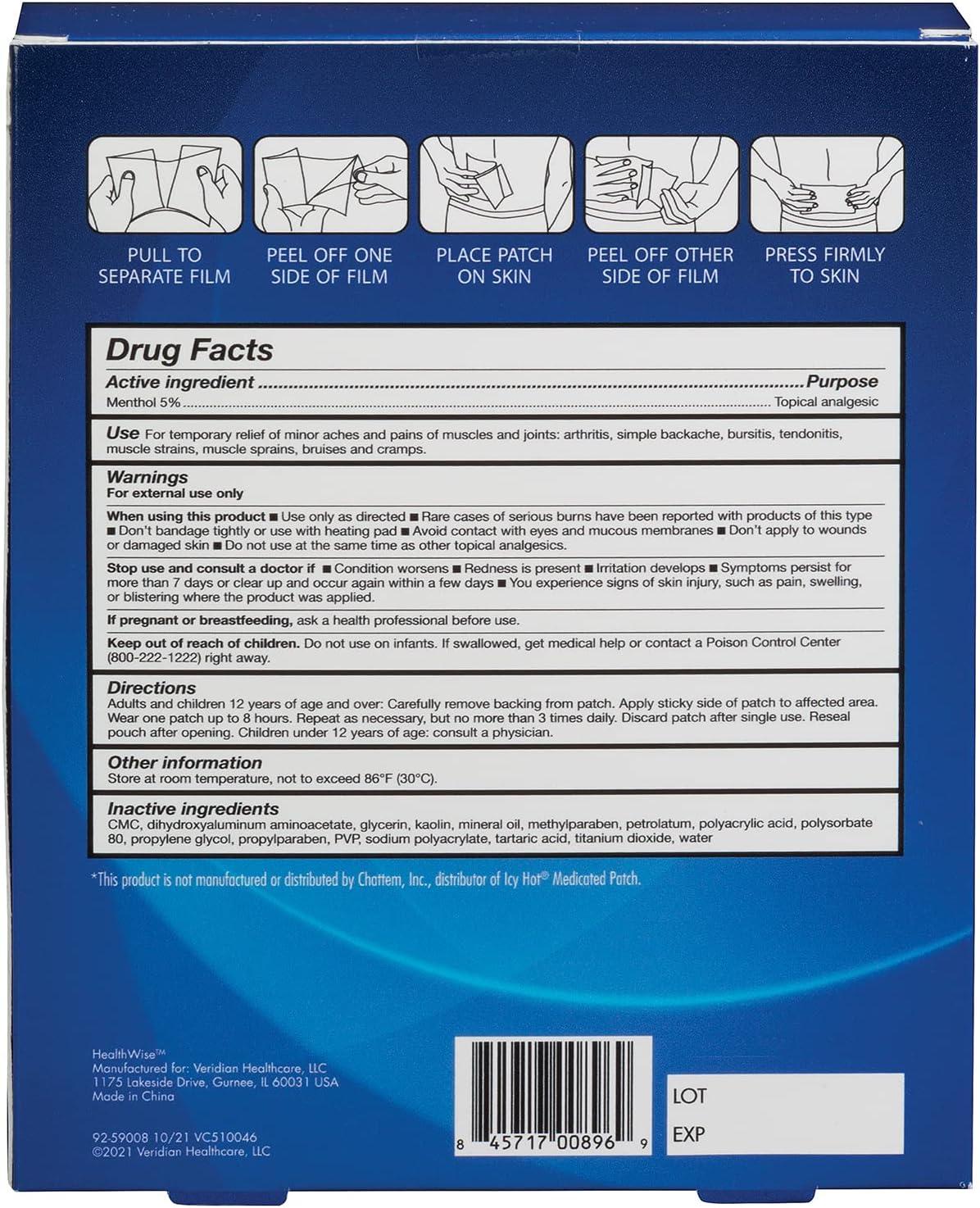 HealthWise 5% Menthol Cold/Hot Medicated Patch - 15 Count | Buy Now ...