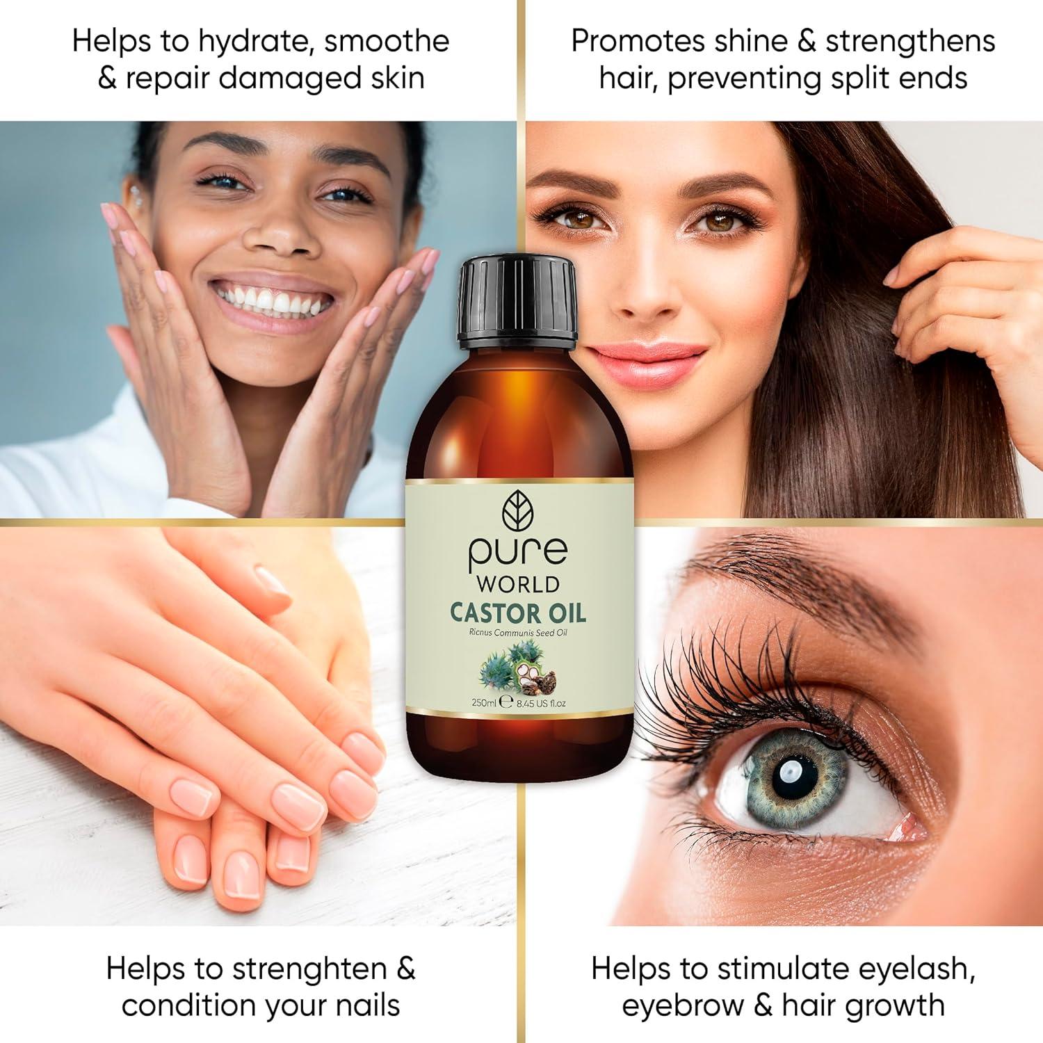 Pure World Natural Castor Oil 250ML - Cold Pressed, Hexane Free, 100% ...