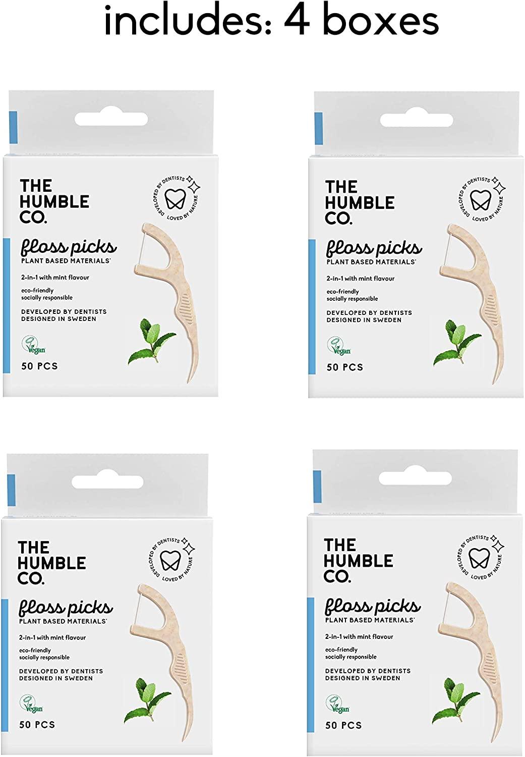 The Humble Co. Floss Picks - 200 Count, Sustainable Plant Based Natural ...