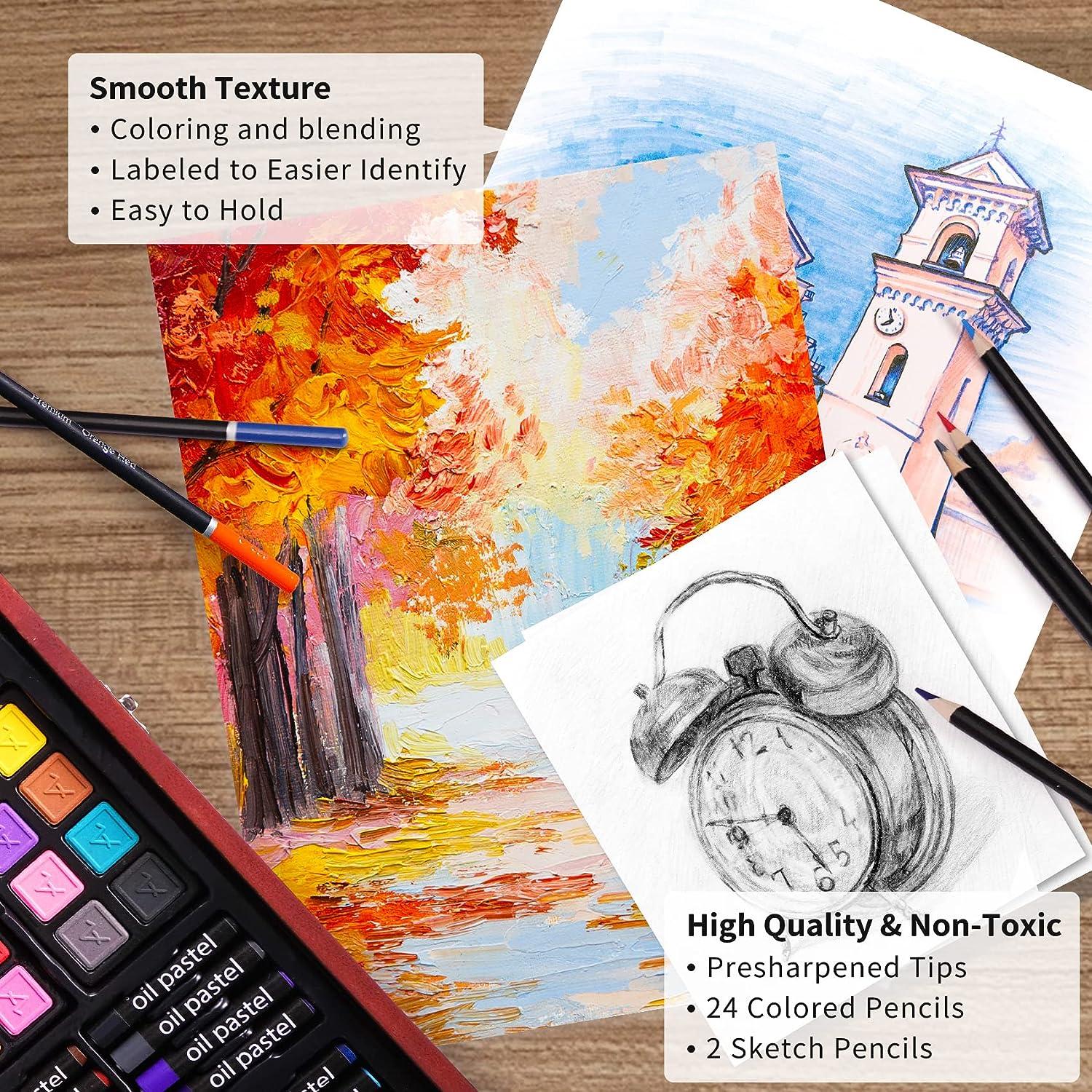 145 Piece Deluxe Art Set with Drawing Pad - Wooden Box Painting Kit for ...