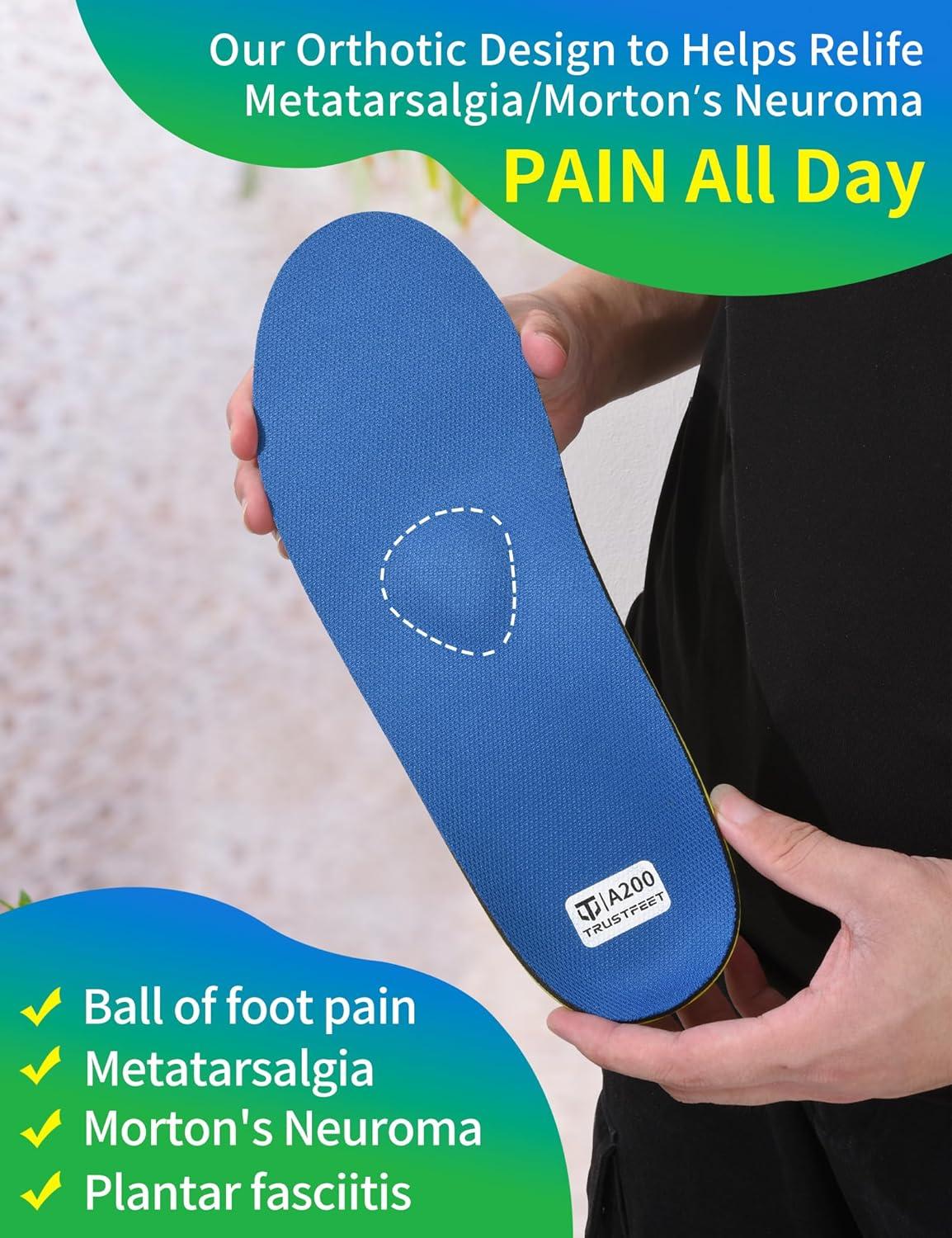 Trustfeet Heavy Duty Metatarsal Pain Relief Insoles | Plantar Fasciitis ...