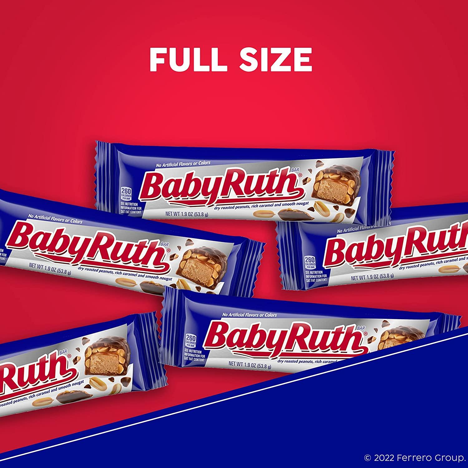 Baby Ruth Chocolatey Peanut Caramel Nougat Full Size Candy 10.2 oz 24 ...