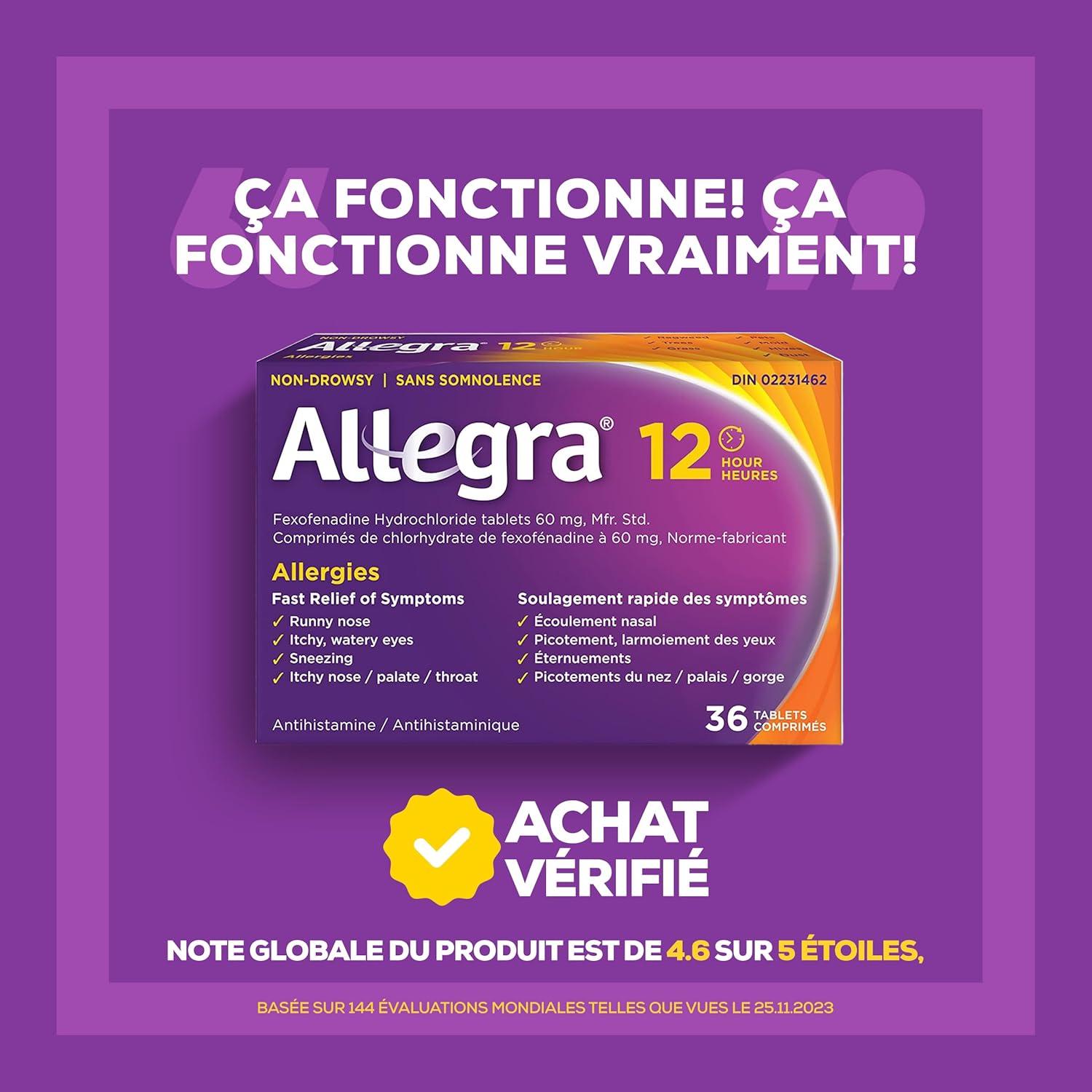 Allegra 12 Hour Allergy Medication Non Drowsy Fast Multi-Symptom ...