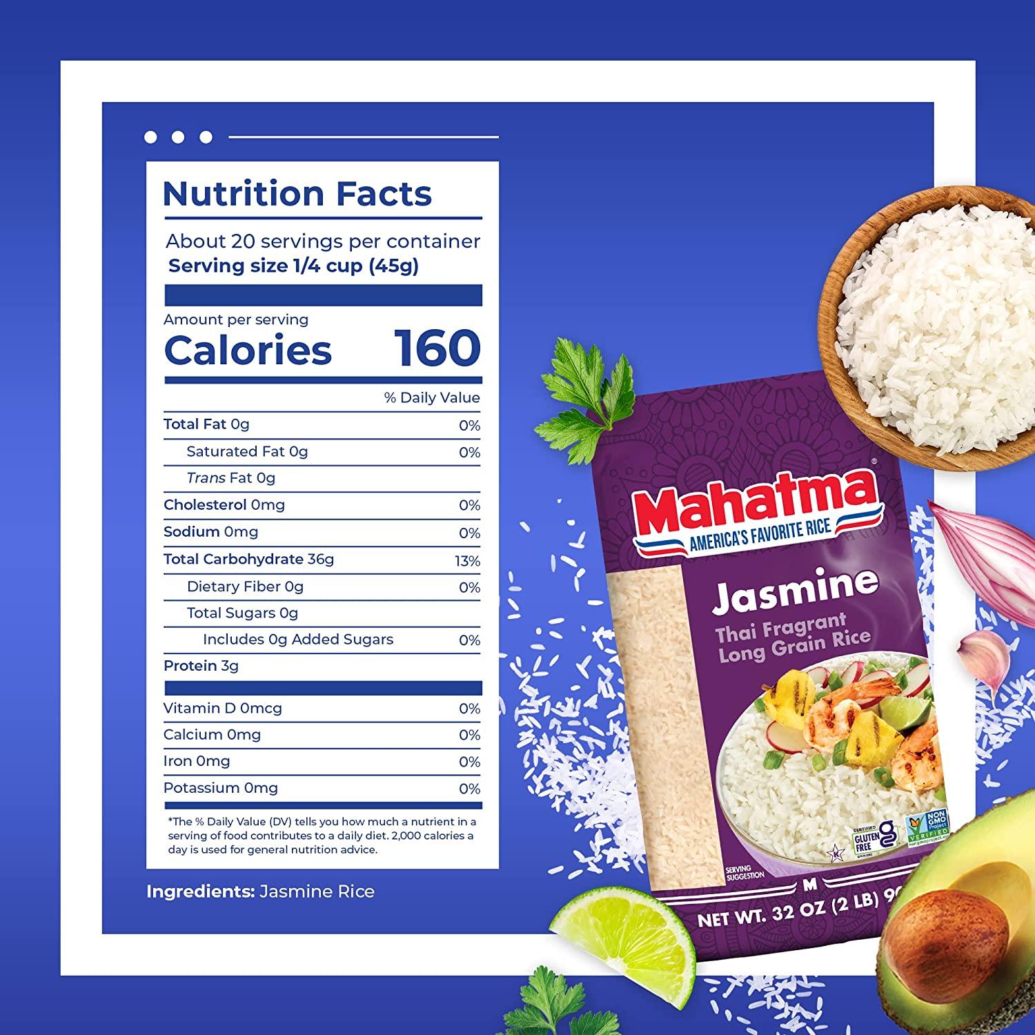 Mahatma Jasmine Rice 32-Ounce Bag - Fragrant Thai, Indian, or Cambodian ...
