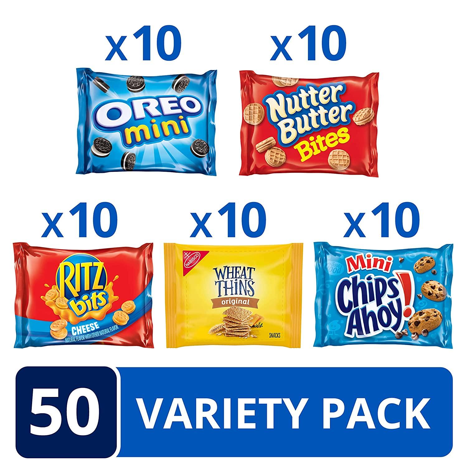 OREO Mini Cookies Mini CHIPS AHOY Cookies RITZ Bits Cheese Crackers ...