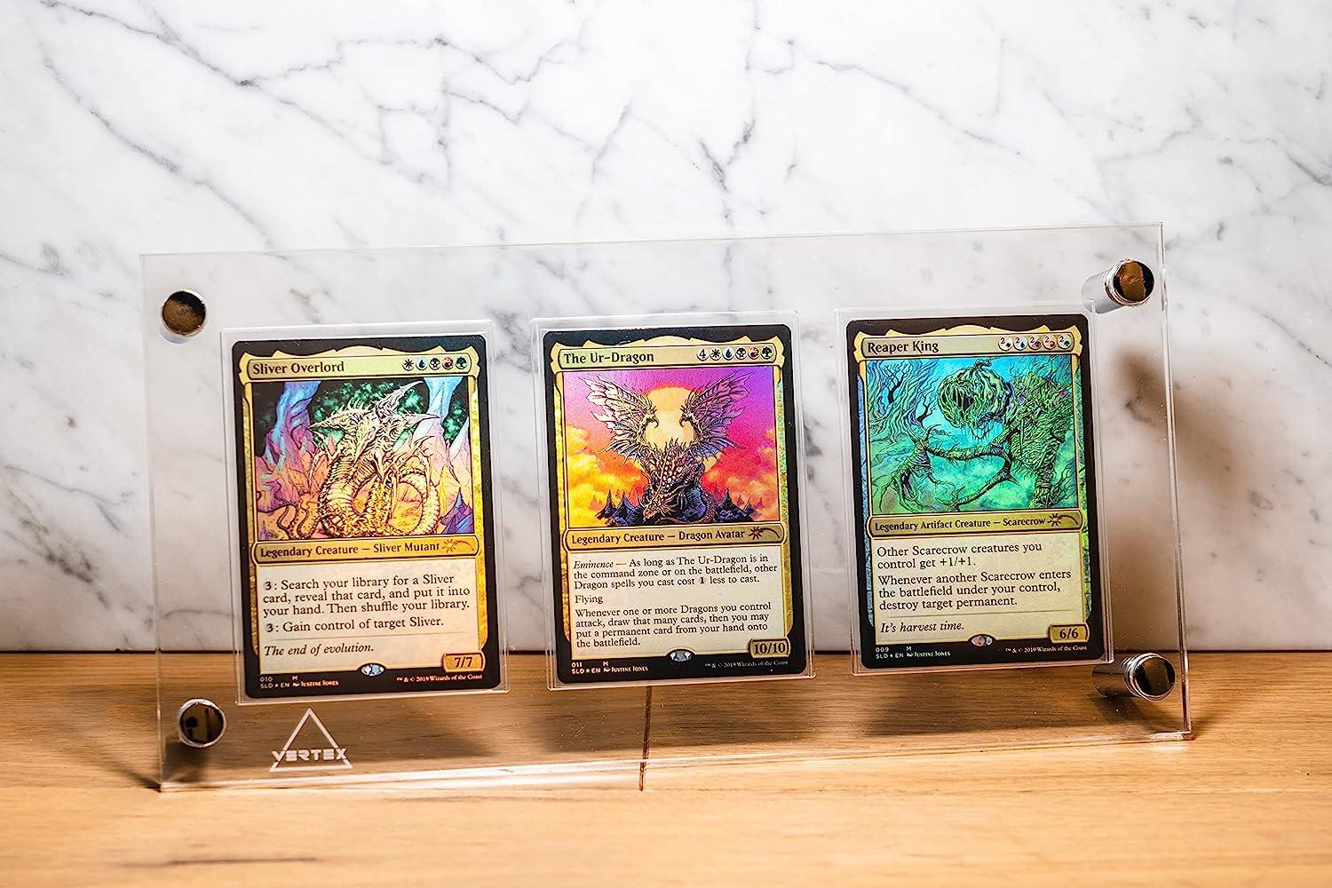 Acrylic Trading Card Frame Holder Stand Display - 3 Slots UV Filtering ...