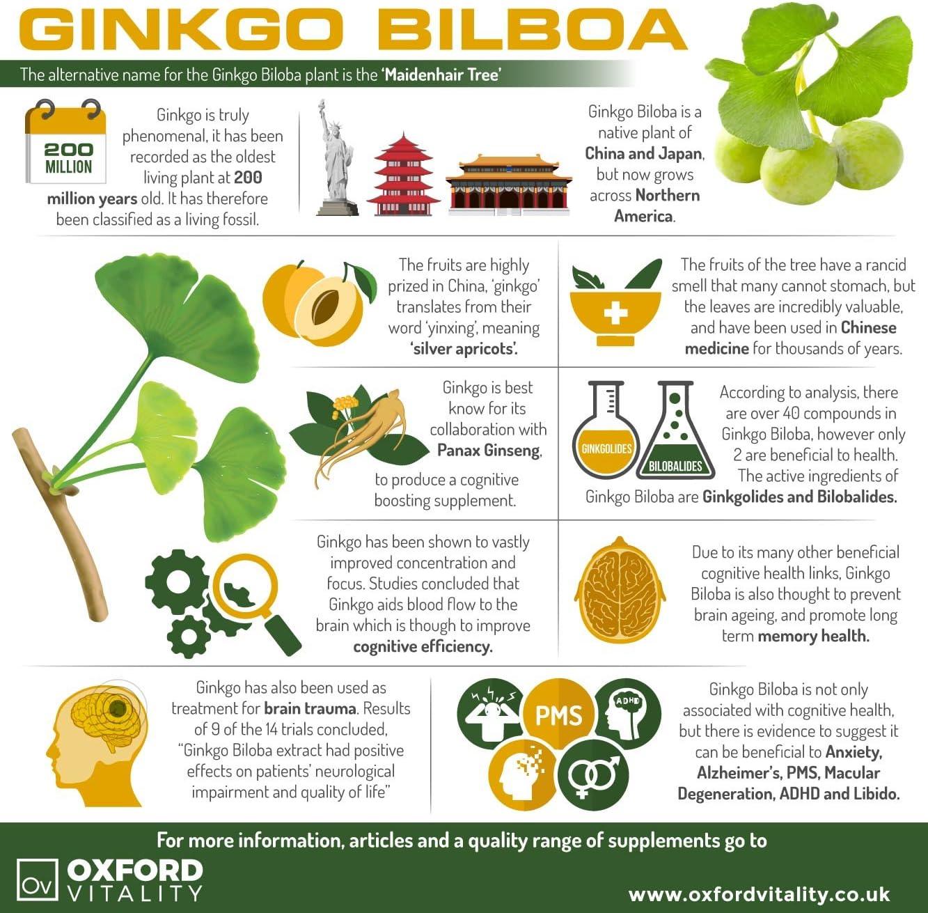 Ginkgo Biloba Tablets 6000mg for Memory & Cognitive Functions | Oxford ...