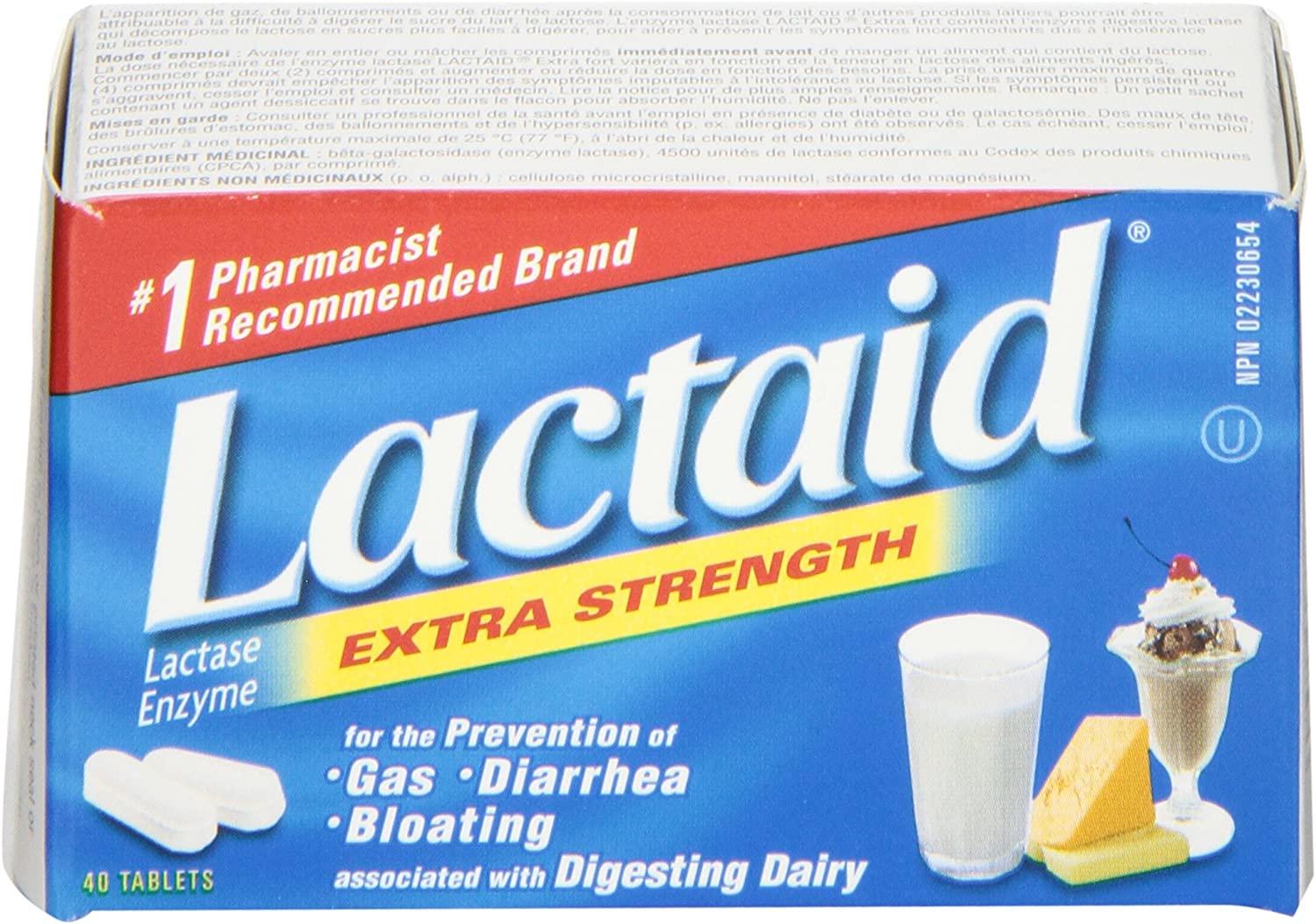 Lactaid Extra Strength Chewable Tablets - Fast-Acting Dairy Relief | 60 ...