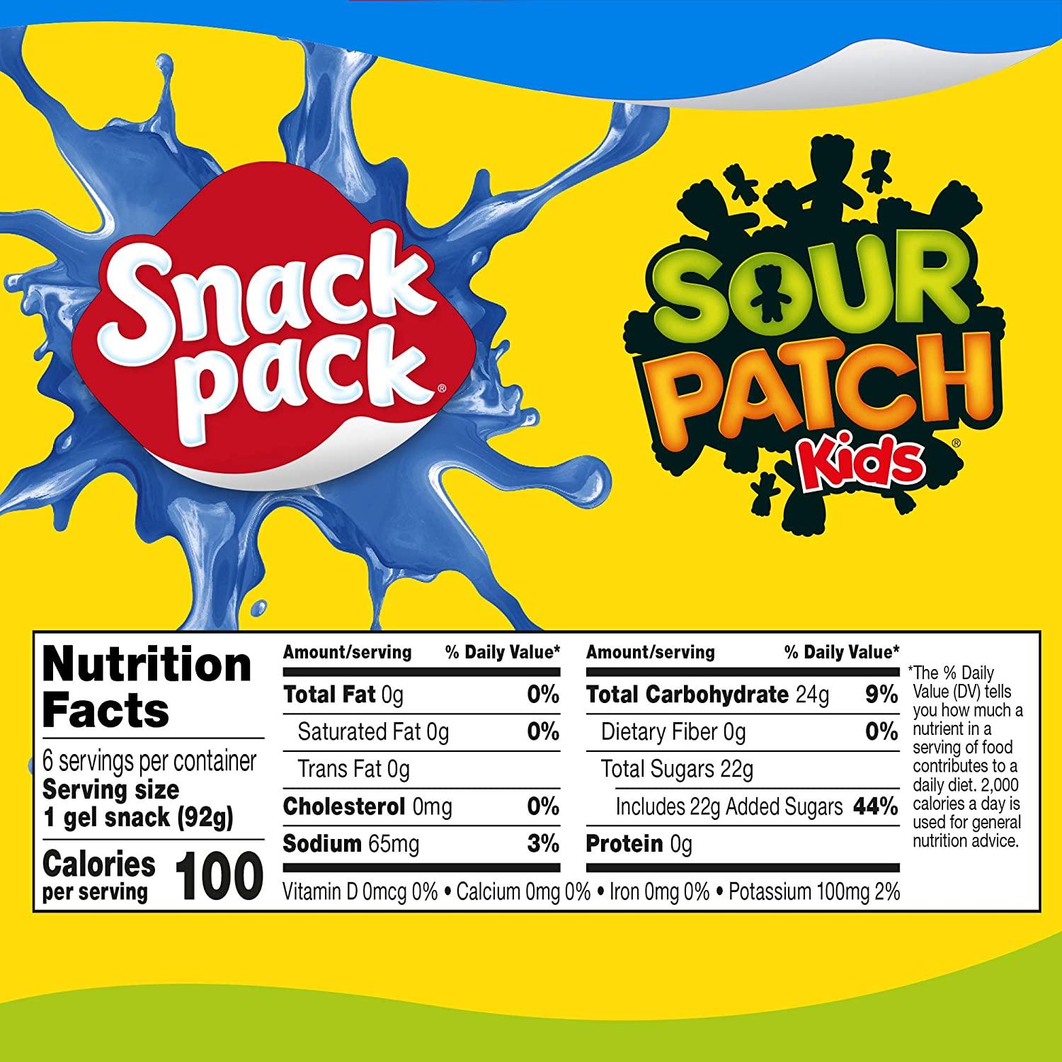 Snack Pack Sour Patch Kids Blue Raspberry Juicy Gels - 19.5 oz (Pack of ...