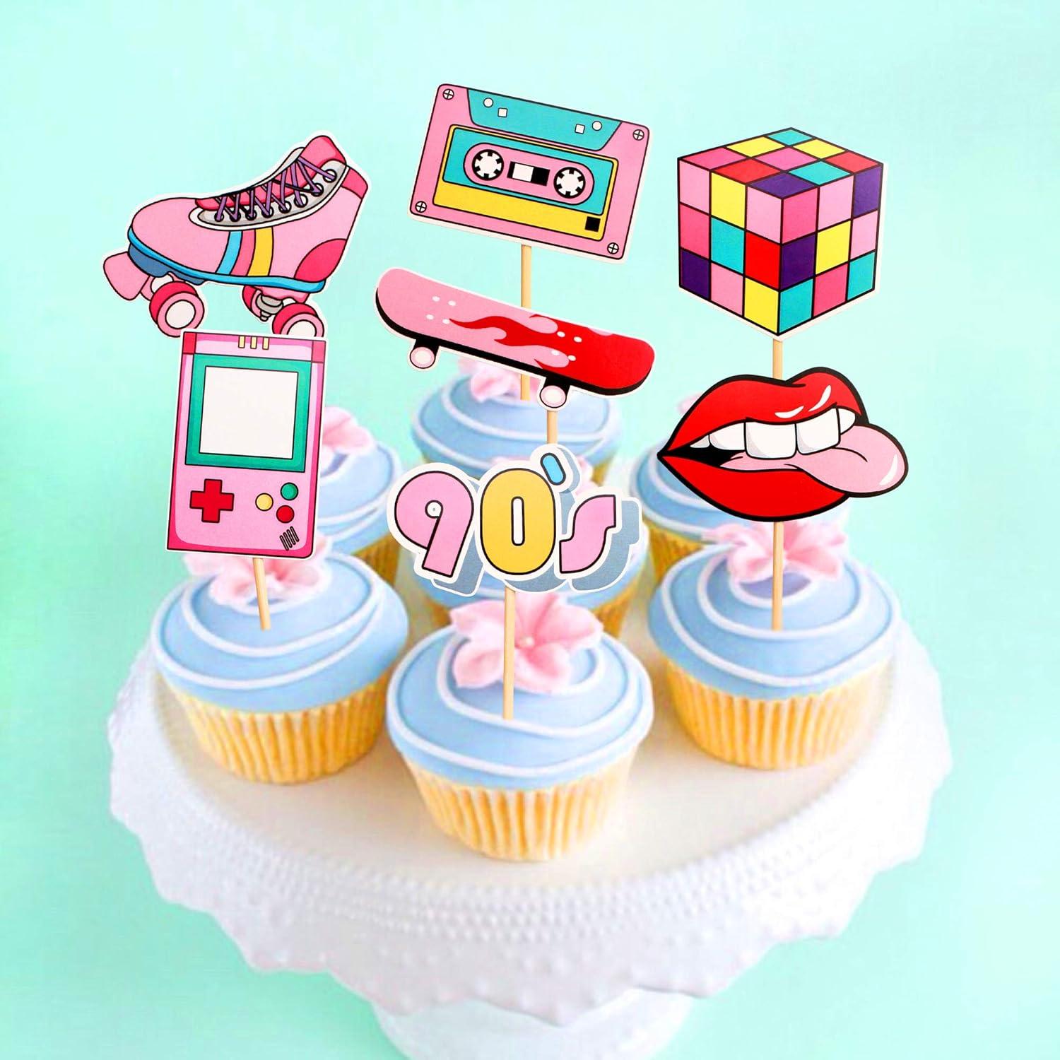 Unimall Global 29 90s Cupcake Toppers & Cake Decorations - Perfect for ...