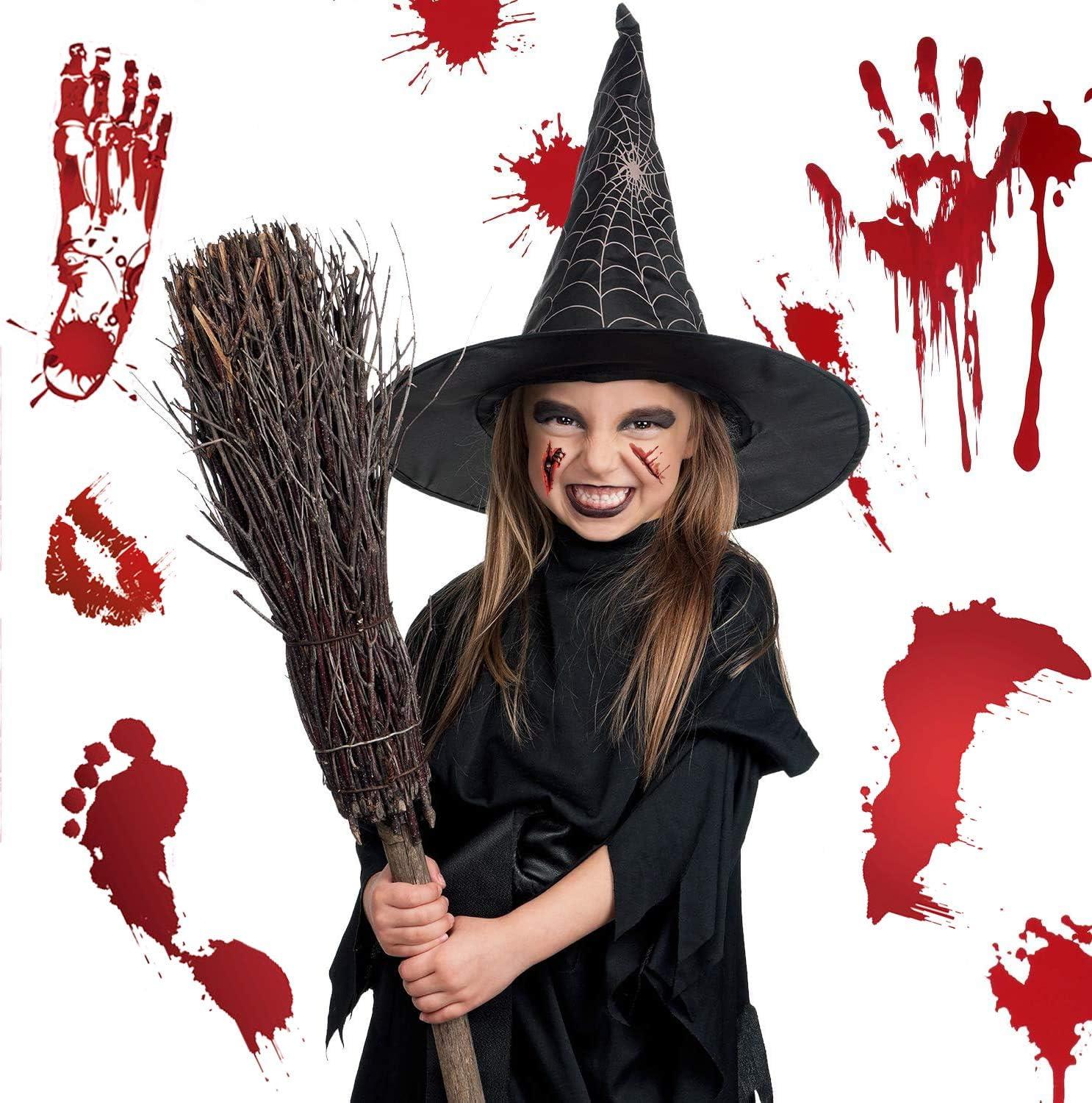 Halloween Stickers Set: Bloody Handprint Footprint Decals, Face Tattoo ...