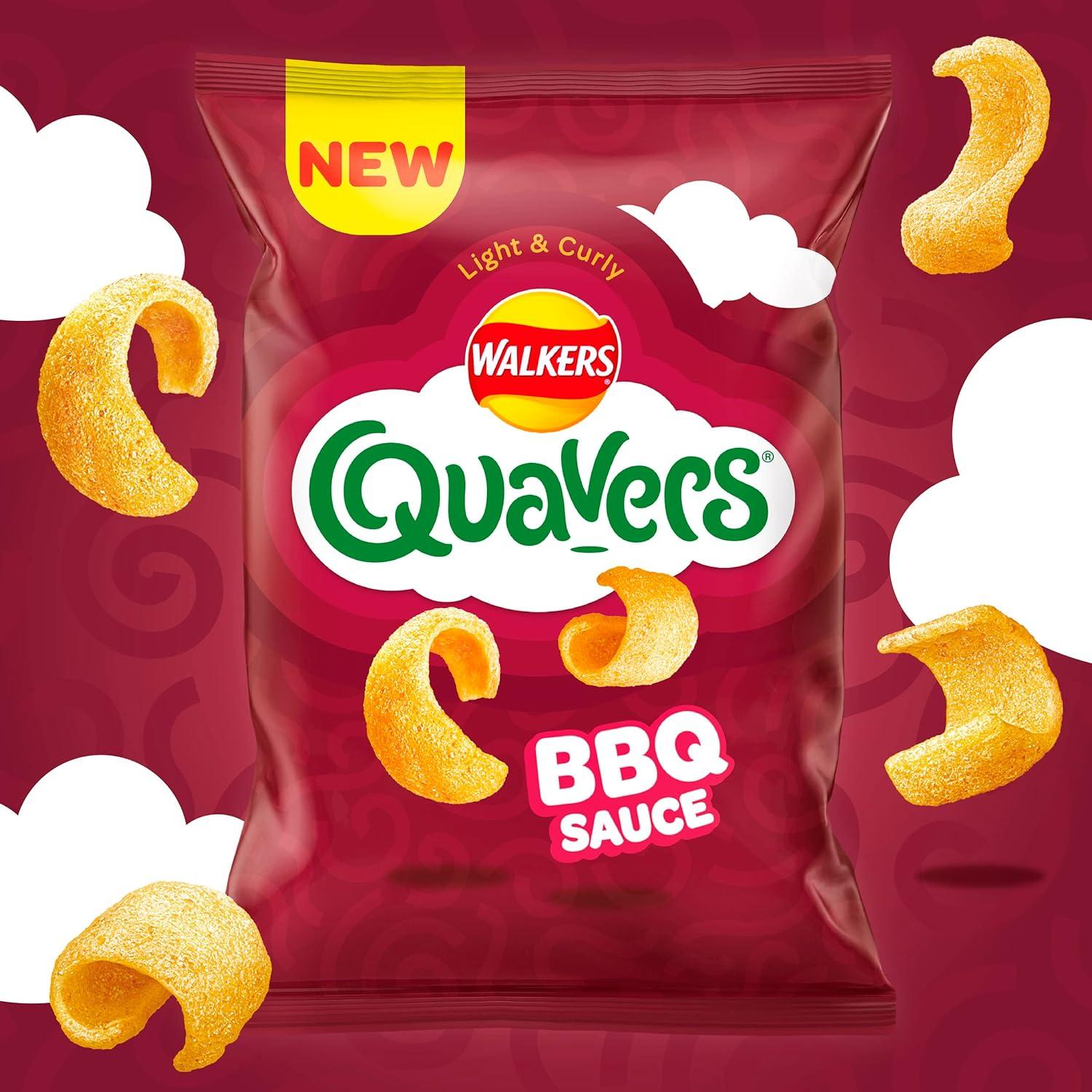 Walkers Quavers BBQ Multipack Snacks Crisps 6x16g (Pack of 3)