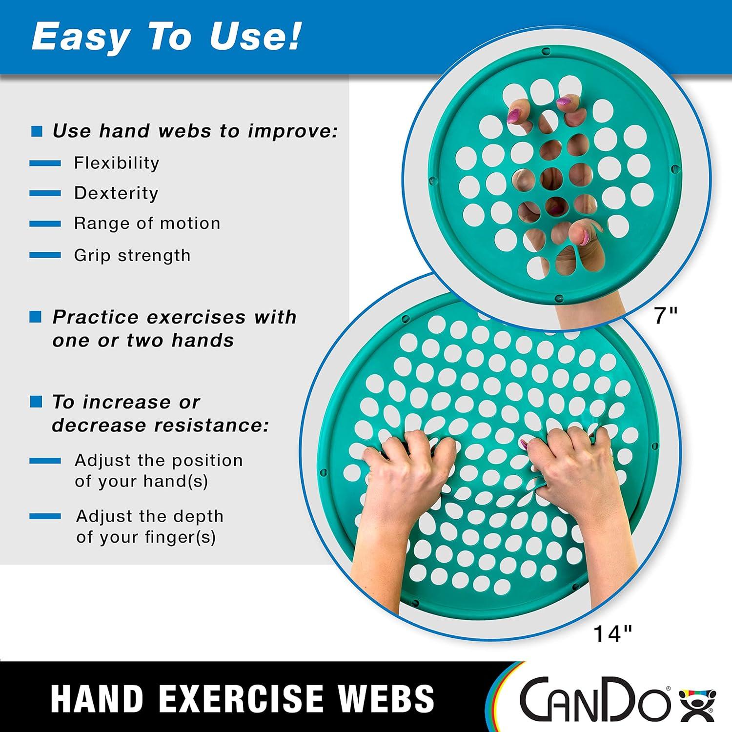 CanDo Web Hand Therapy Device Set - Latex-Free 7 Diameter (Tan, Yellow ...