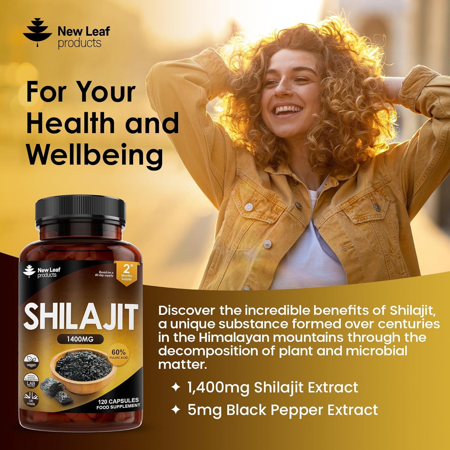 Premium Shilajit Capsules 1400mg 60% Fulvic Acid - High Strength ...
