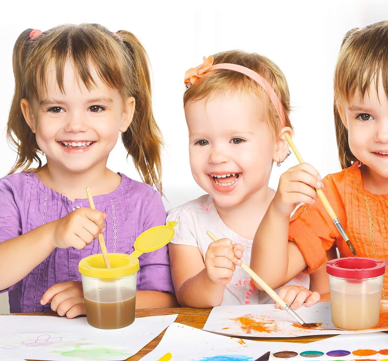 Non-Spill Paint Cups for Kids with Flip Lids - Set of 24 Assorted ...