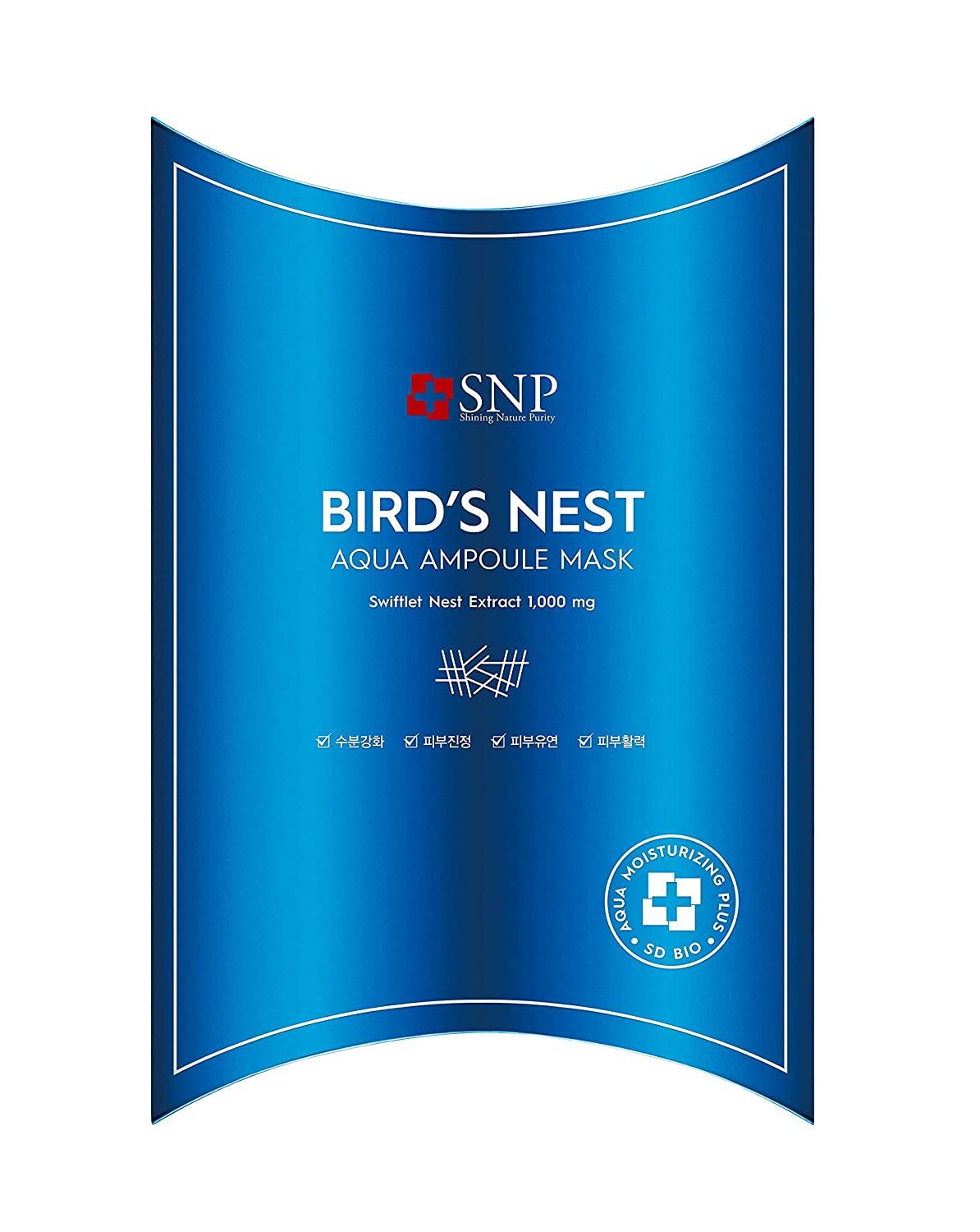 SNP Bird's Nest Aqua Ampoule Sheet Mask - Hydrating Korean Face Mask ...