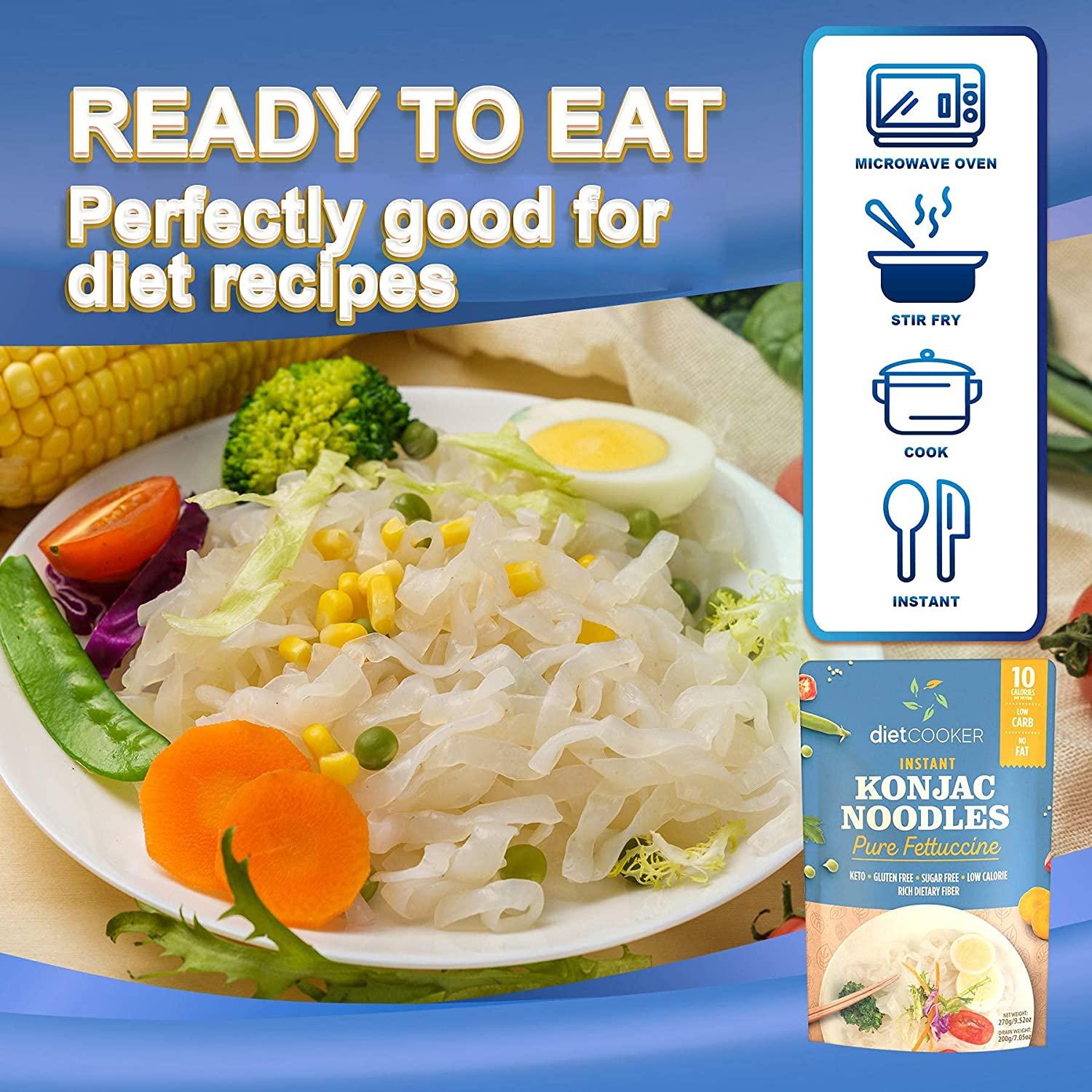 (Pack of 10) DIET COOKER Premium Konjac Noodles - Shirataki Fettuccine ...