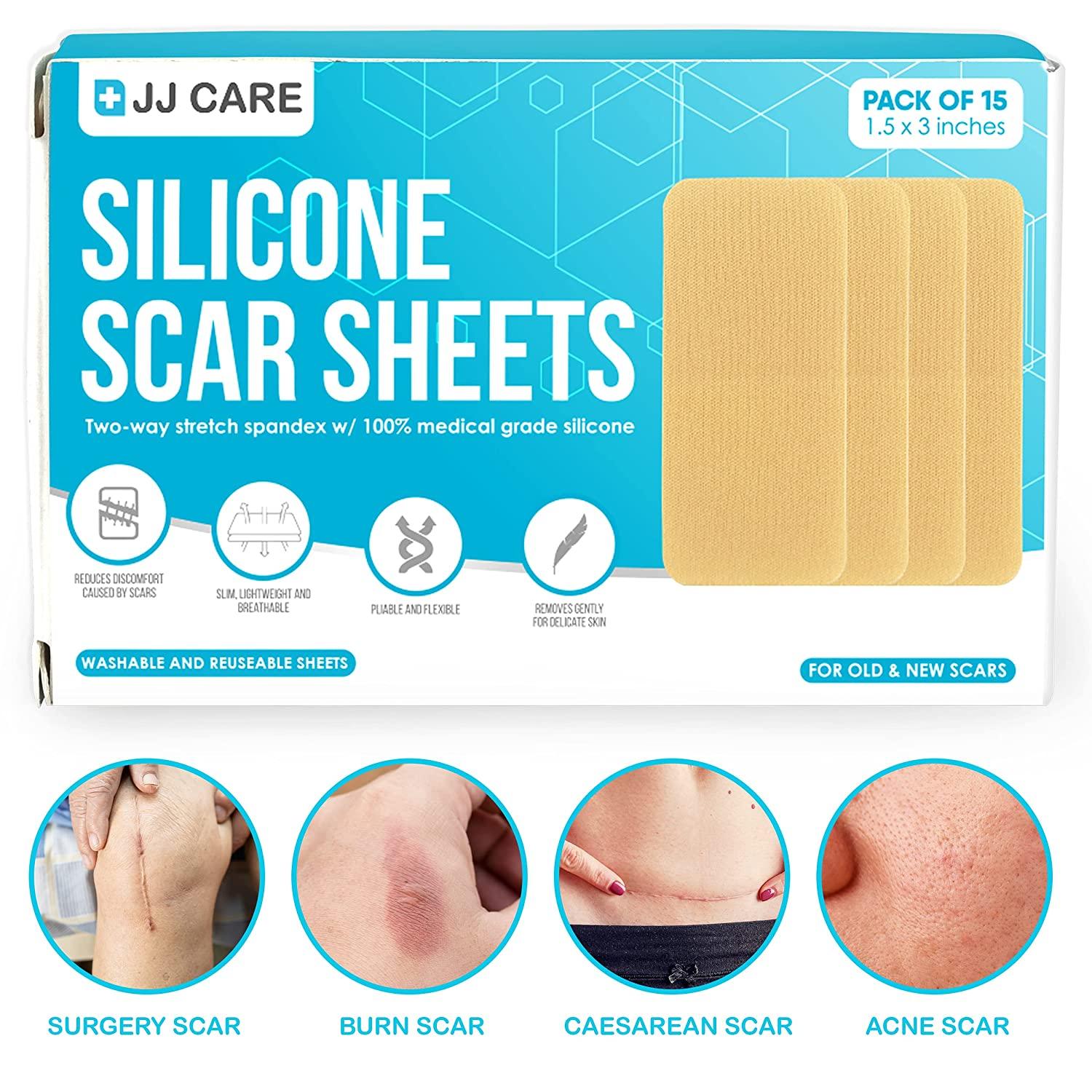 JJ CARE Silicone Scar Sheets [Pack of 15] - Medical Silicone Scar ...