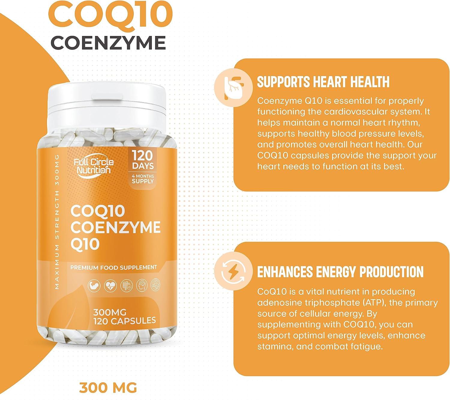 High Strength Ubiquinone Coenzyme Q10 300mg Capsules - 4 Months Supply ...