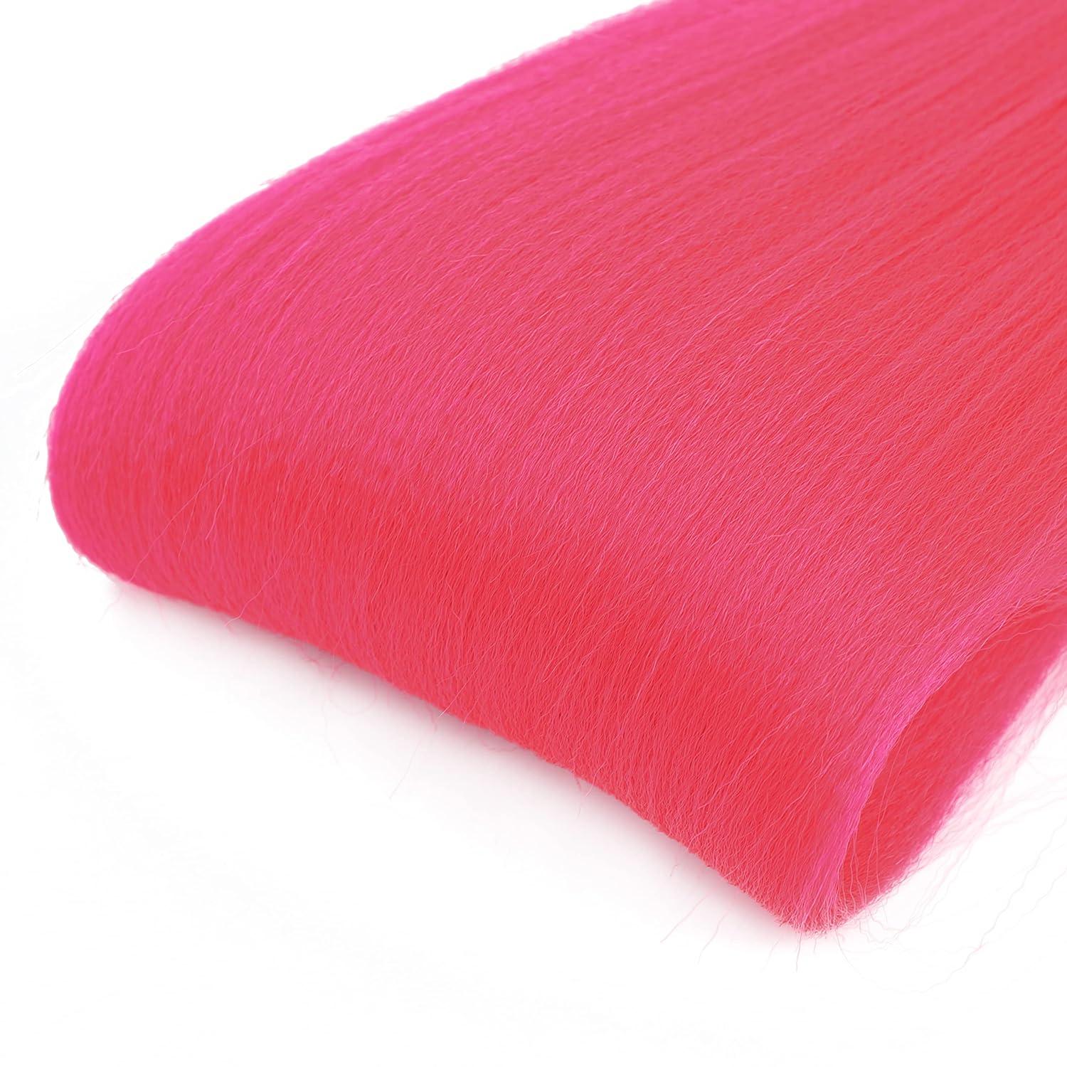 Rose Pink Pre Stretched Braiding Hair Extensions 26inch 3packs - Yaki ...