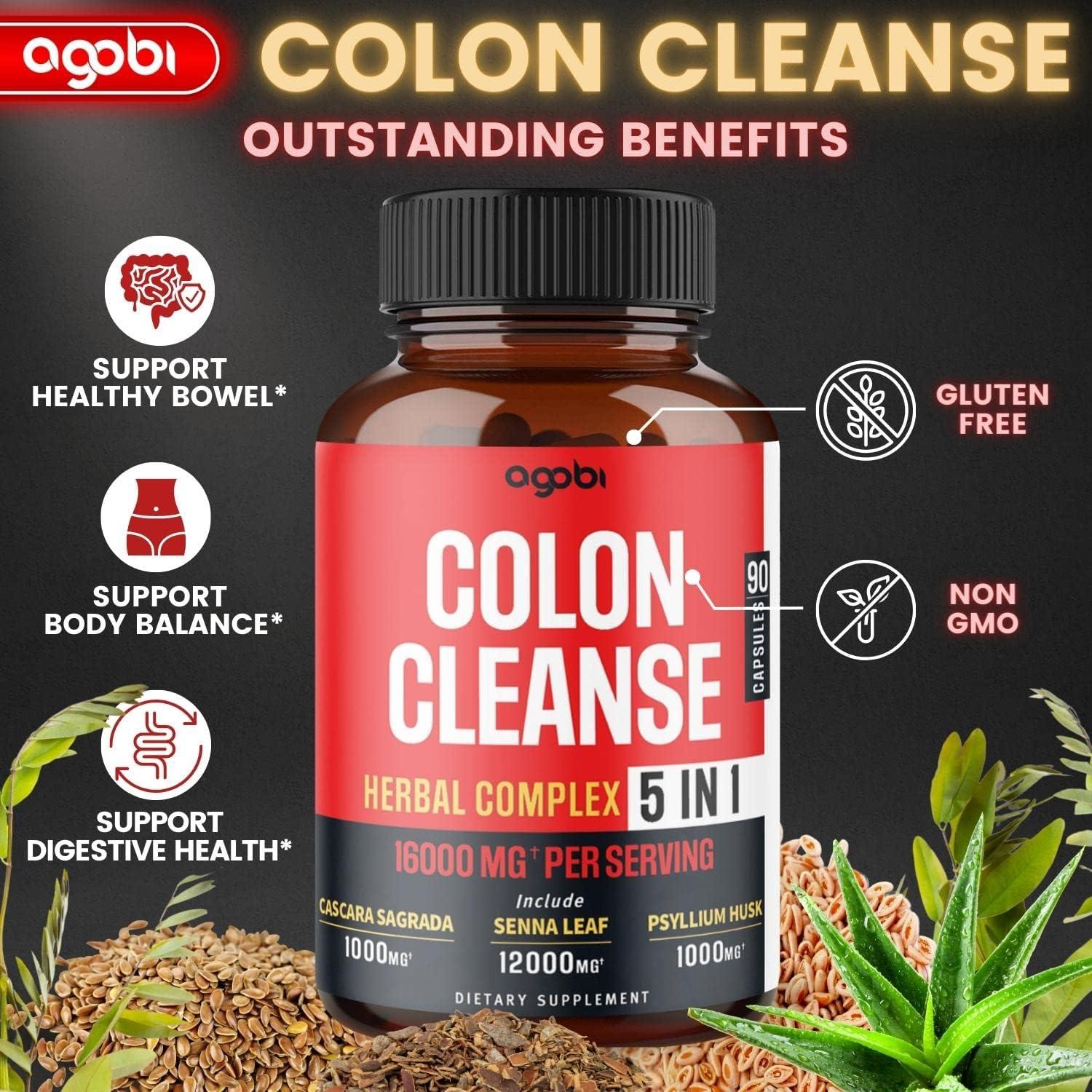Colon Cleanse Support Supplement - 5in1 Formula 16000mg | Senna Leaf ...