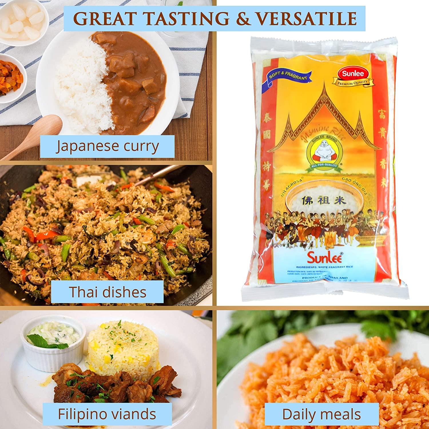 Sunlee Thai Jasmine Rice 5 lbs - Aromatic Long Grain White Rice for ...