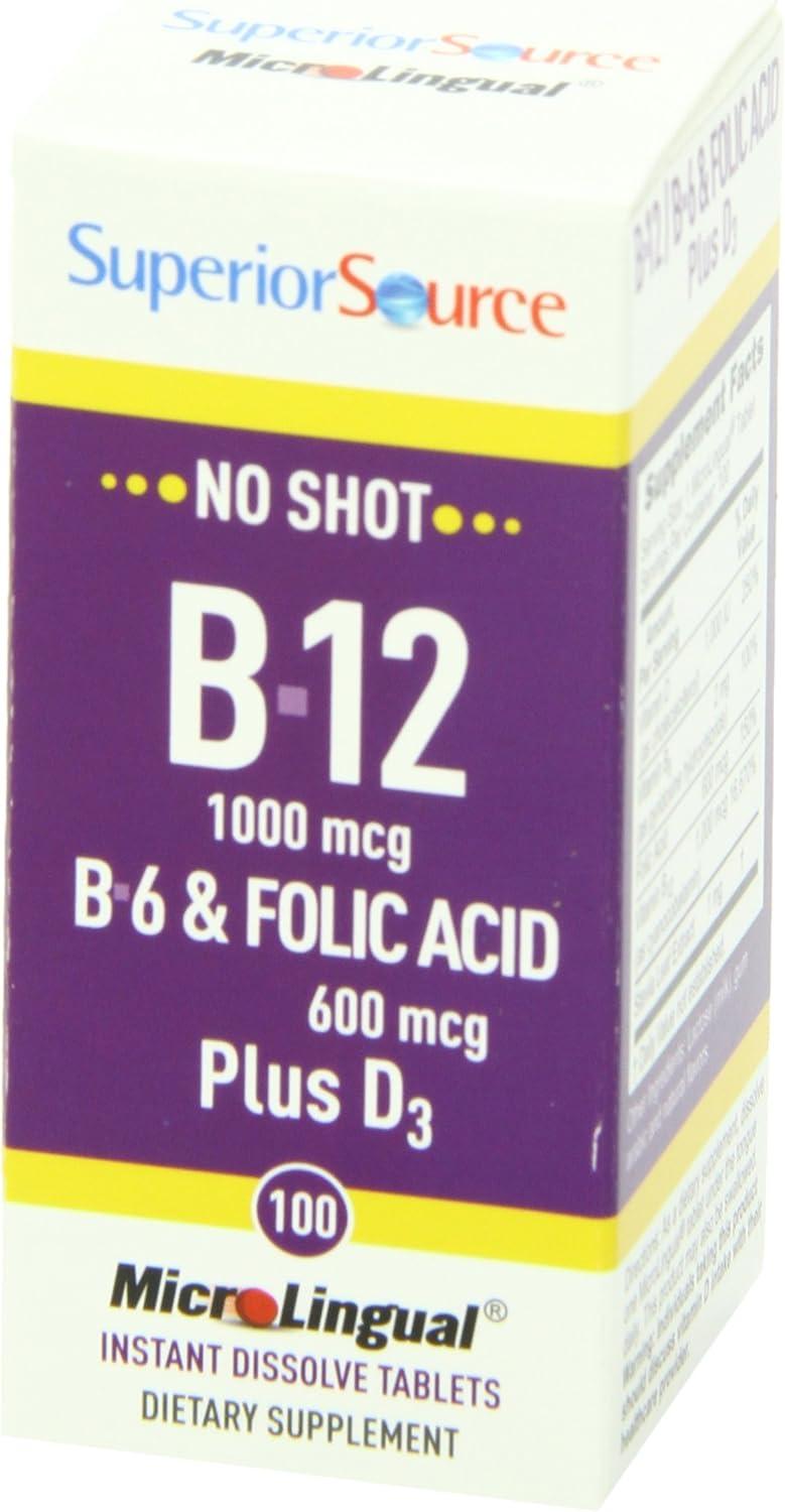 Superior Source No Shot B6/B12/Folic Acid + D Multivitamins 100 Ct ...