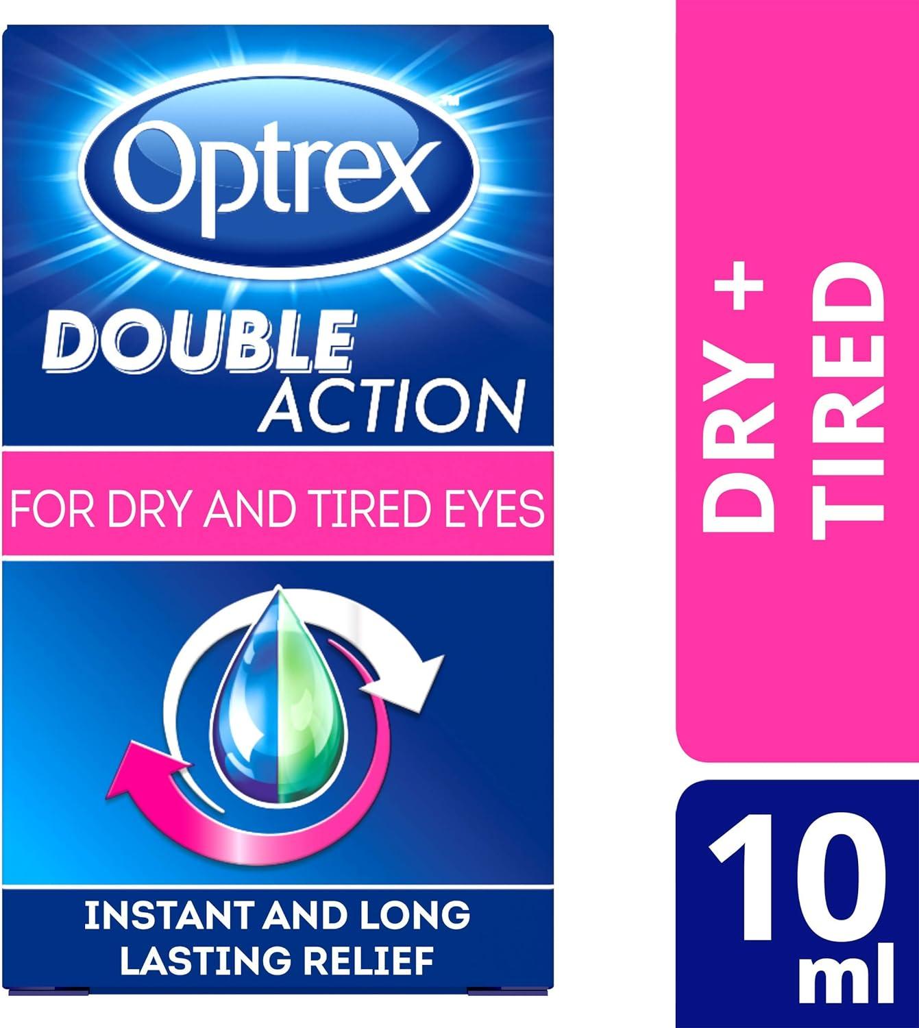 Optrex Drops for Dry & Tired Eyes Double Action 10 ml & Double Action ...